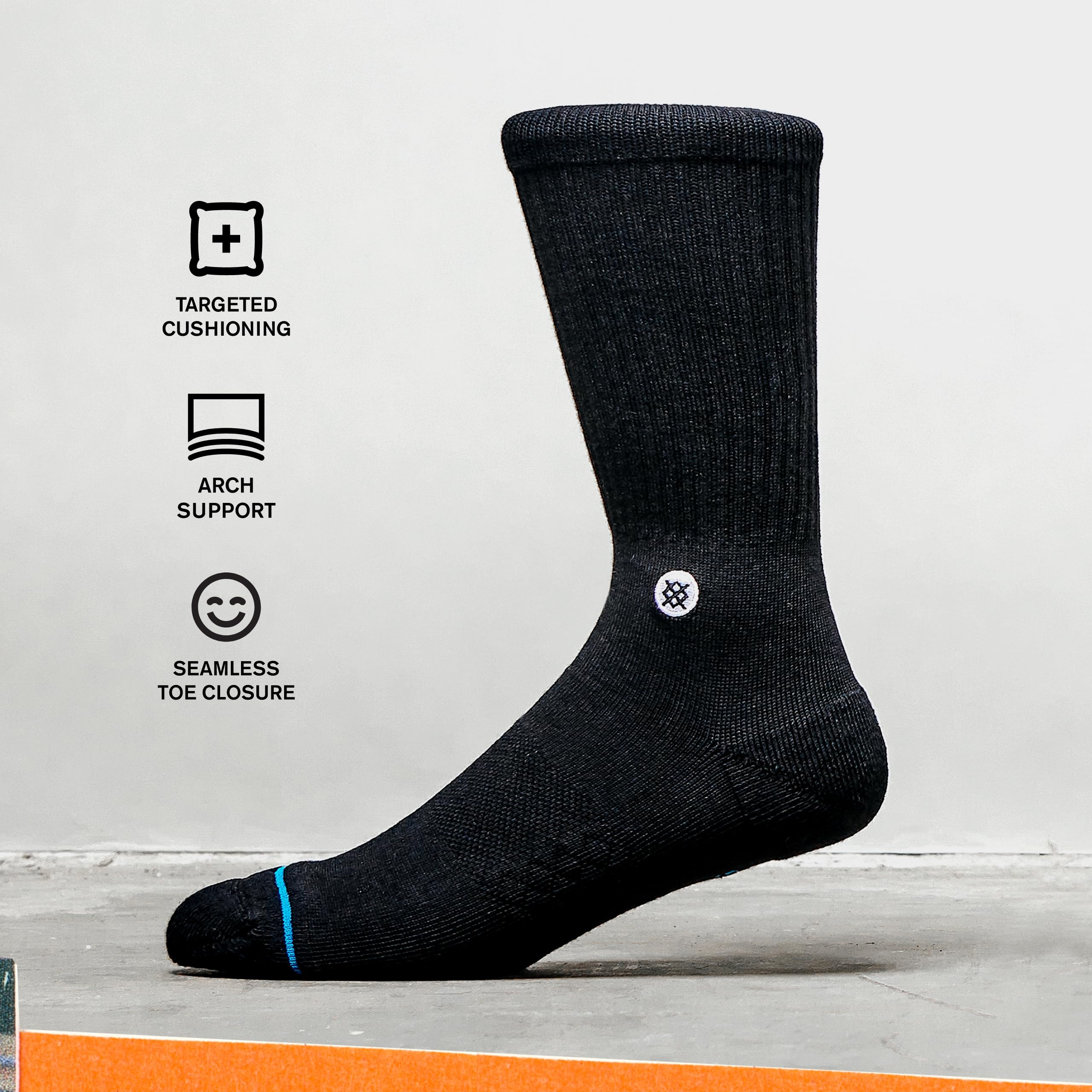 Stance Good Times (Little Kid/Big Kid) Heather Grey LG (2 Little Kid - 5.5 Big Kid Shoe Size)