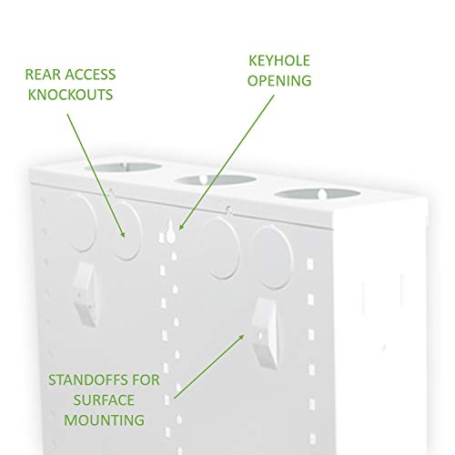 Legrand - OnQ 28 Inch Media Enclosure, 20 Gauge Media Box, Cable Wall Cover with 2.5 Inch Openings to Pull Wires Through, Recessed Media Box Includes Cover Mounting Hardware, White, EN2800