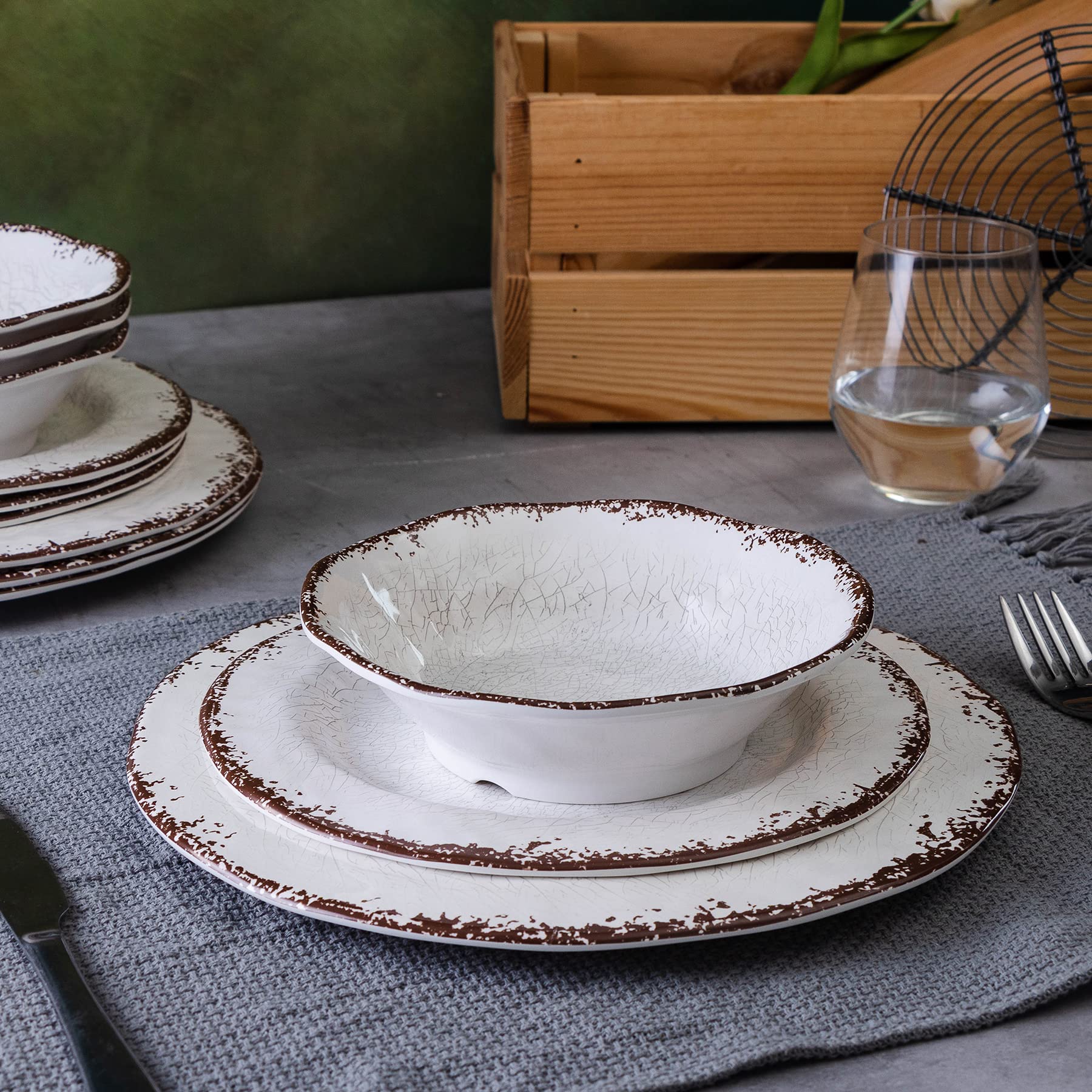 LEHAHA 6 Piece White Dinner Plate Set, 11β Durable Melamine Plates, 6 Piece Camper RV Dishes Set for Formal and casual dining, Lightweight and Chip Resistant, Dishwasher Safe