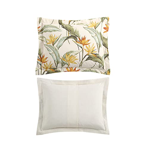 Tommy Bahama - Queen Comforter Set, Reversible Cotton Bedding with Matching Shams & Bonus Throw Pillows, All Season Home Decor (Birds of Paradise Off-White, Queen)