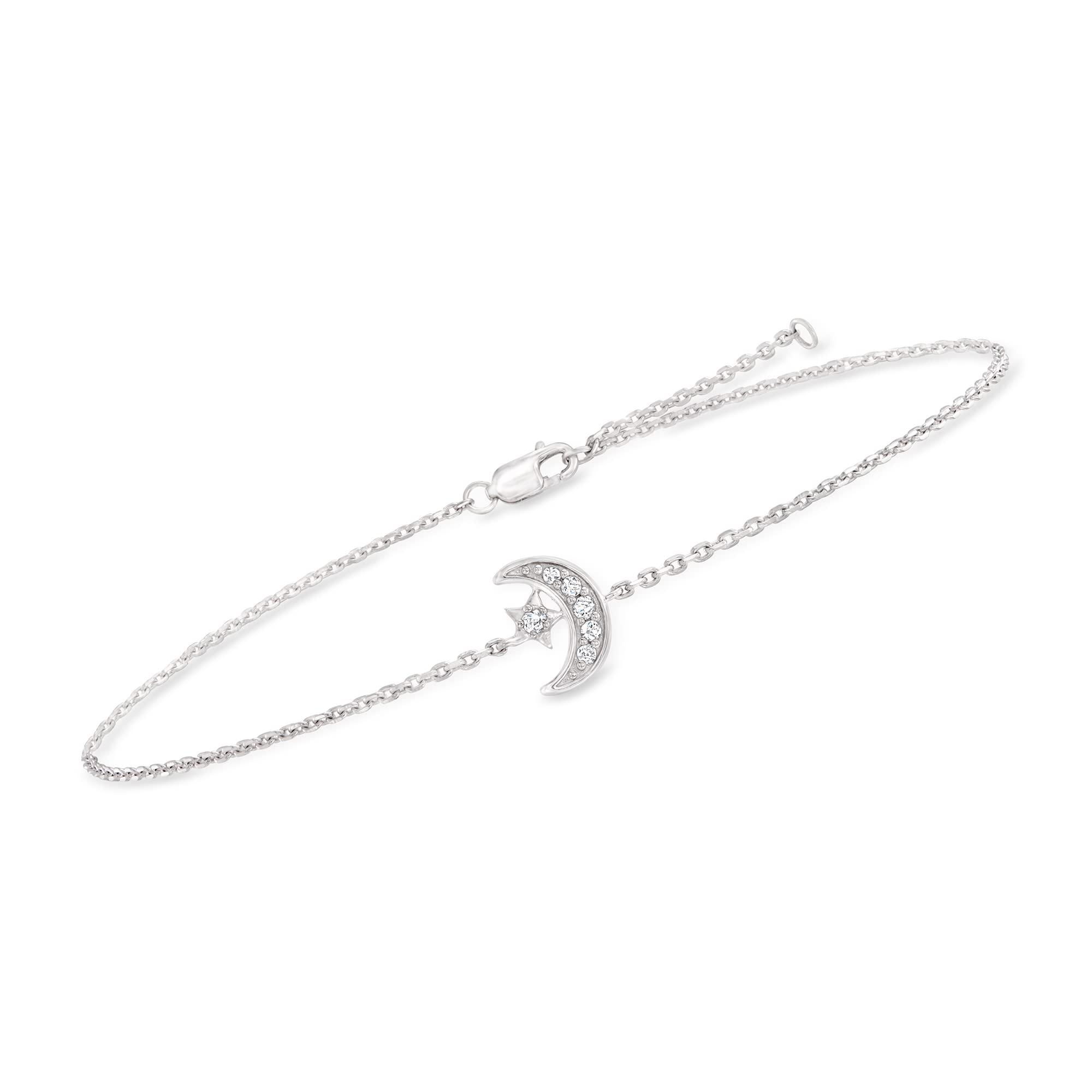 RS Pure by Ross-Simons 0.10 ct. t.w. Charm Anklet in Sterling Silver