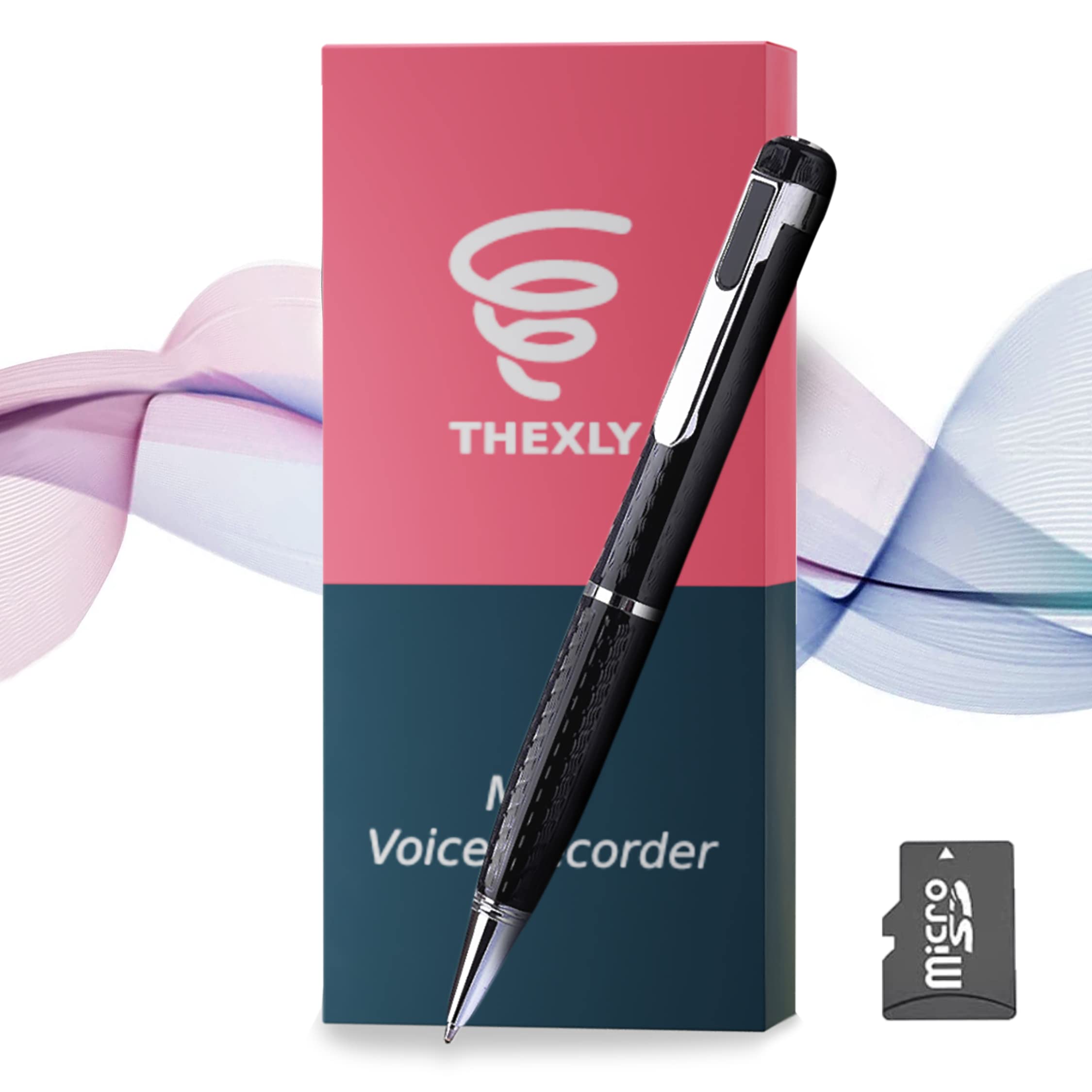 THEXLY Digital Voice Recorder - Voice Activated Pen Recorder for Lectures Meetings Classes, Mini spy Pen Recording Device Portable USB MP3 Playback, Wearable Recording Device