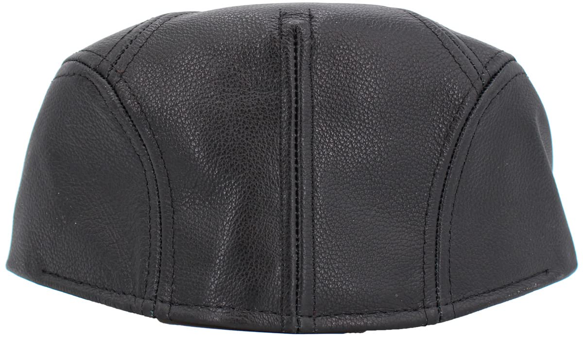 Leather-Ascot BLK L Gatsby Ivy Collection Classic Newsboy Cabbie Applejack Leather Hats Caps