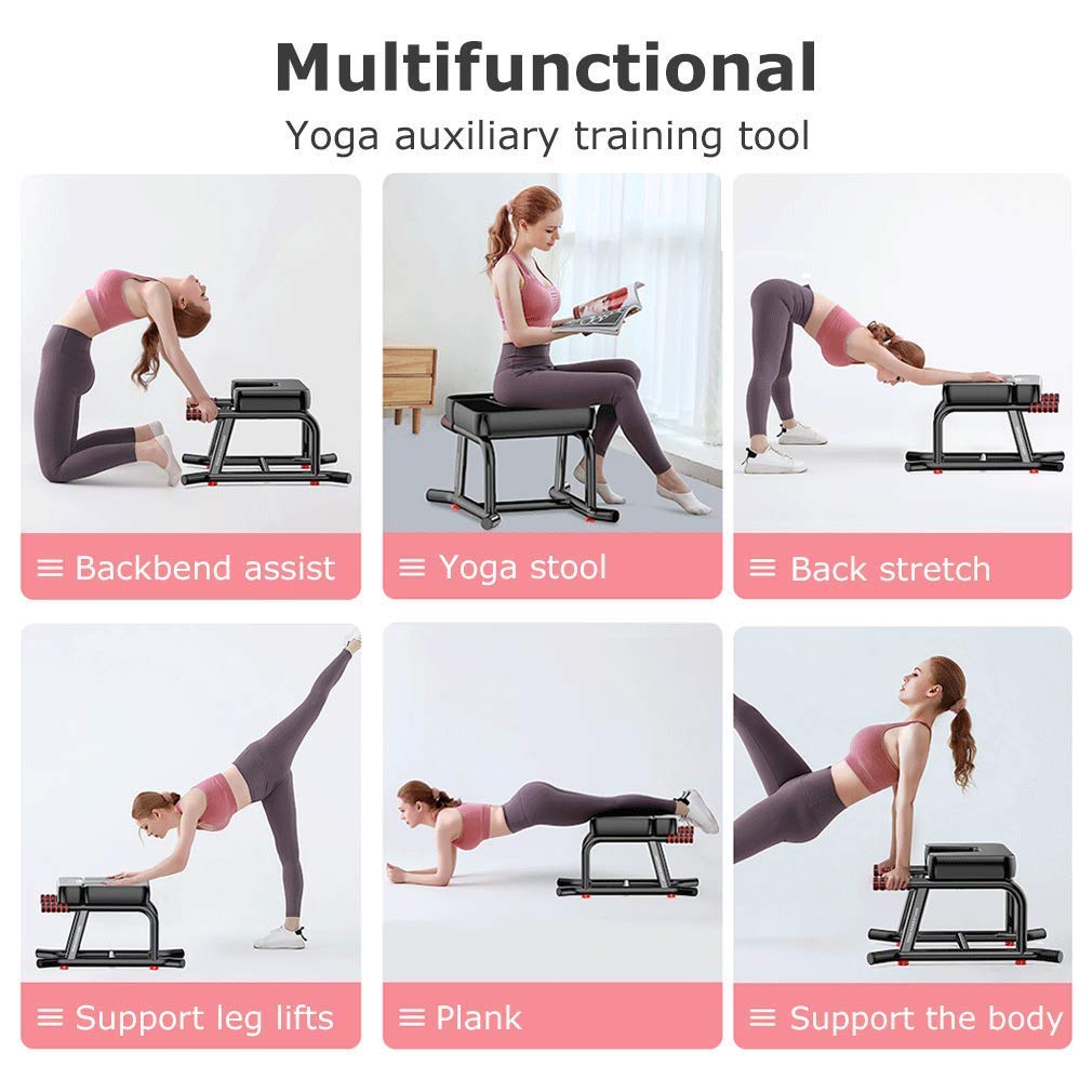 Papepipo Stable Yoga Headstand Bench - Ideal Yoga Inversion Chair with Armrests and Thickened Shoulder Cushion(Black)