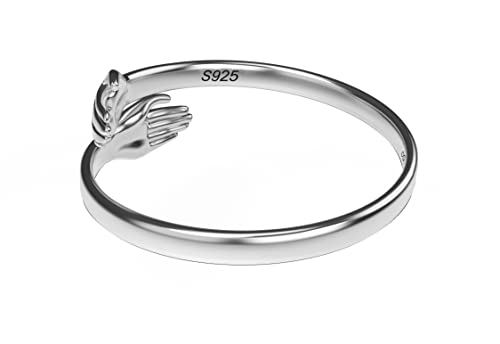 Spire Designs S925 Sterling Silver Hug Ring - Adjustable Hand Ring for Mother Daughter Women and Men - Won’t Let You Go Hug Ring