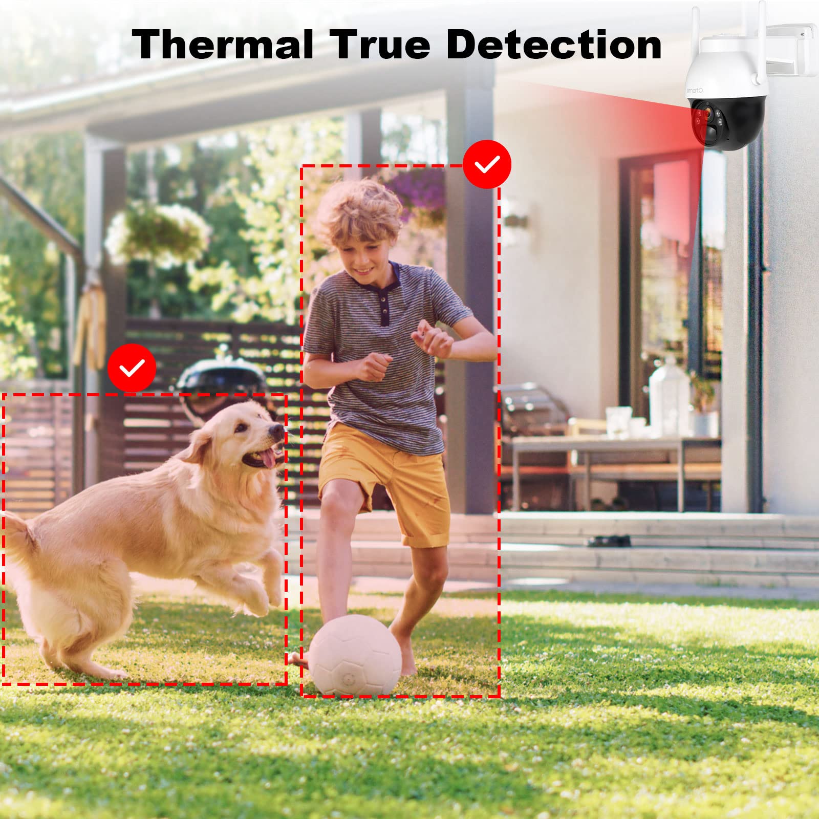 XMARTO 8CH Home Security Camera System Wireless with Human/pet Detection, Smart Flood Lights 2-Way Audio Cameras + 2* Wire-Free PTZ Solar Security Camera, 1TB HDD
