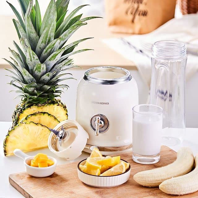 Personal Blender, REDMOND Powerful Smoothie Blender with 2 Portable Bottle 2 Speed Control & Pulse Function 6 Stainless Steel Blades, BPA Free (Cream)