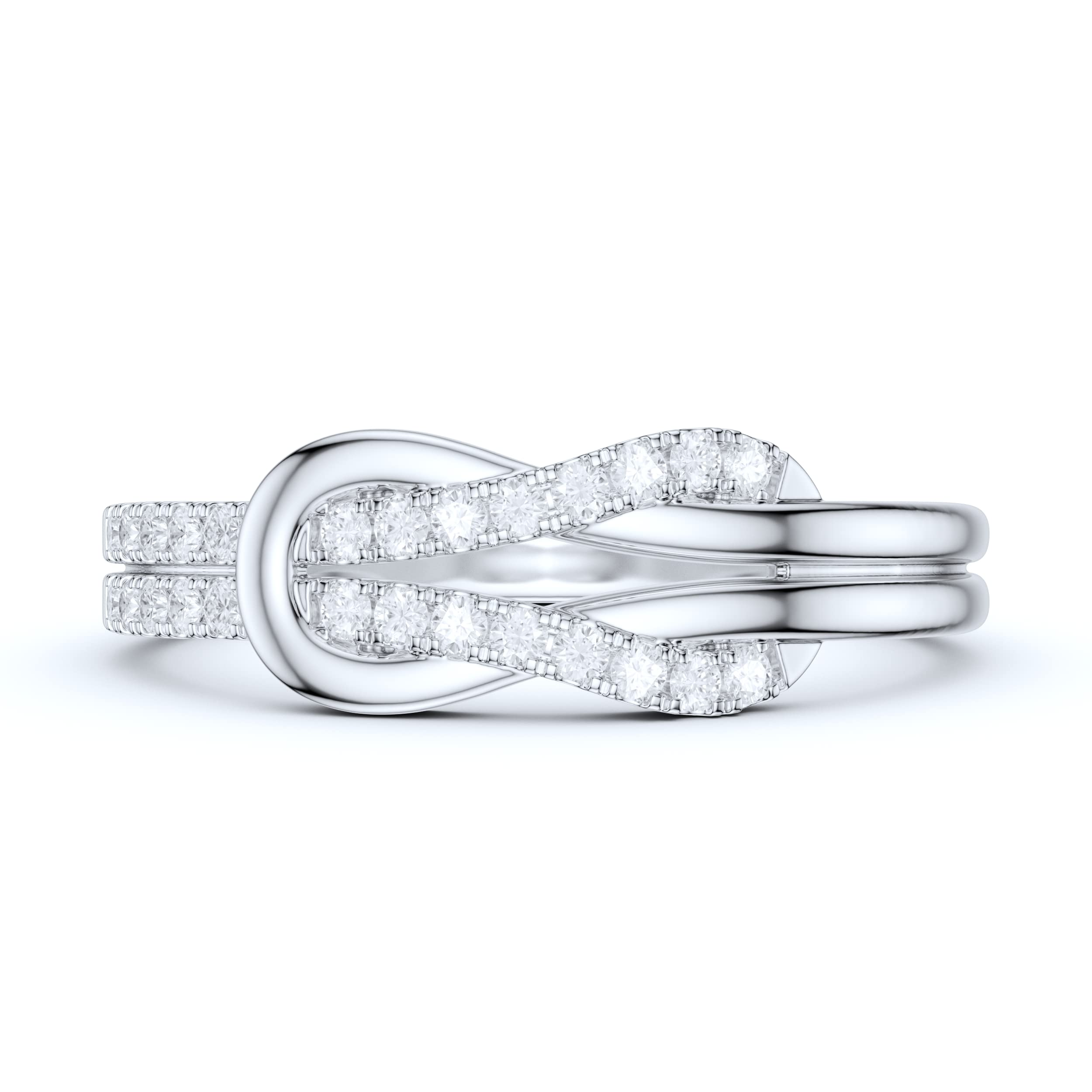 PRSTANI 14k White Gold Tie The Love Knot Genuine Moissanite Intertwined Ring Promise Ring (8)