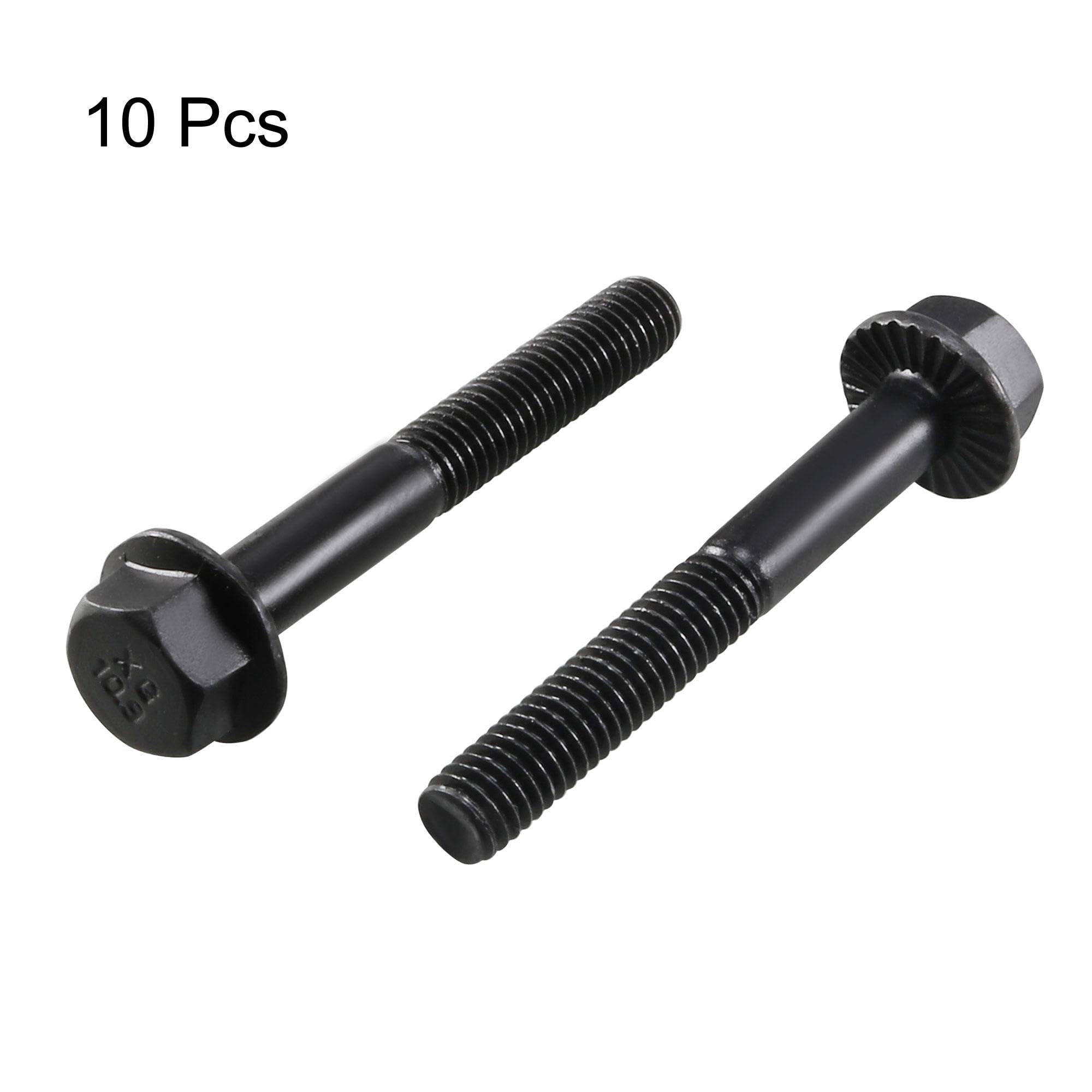 uxcell M6-1x45mm Hex Serrated Flange Bolts 10.9 Grade Carbon Steel Screws 10pcs
