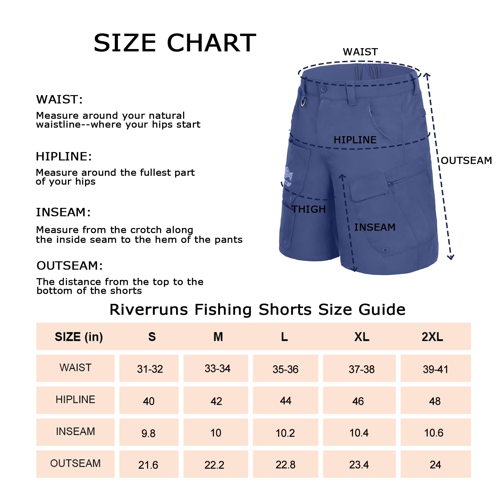 Riverruns 9 Pockets Performance Fishing Shorts, Water-Repellant Cargo Short, Breathable UPF 50+ Hiking Shorts Khaki
