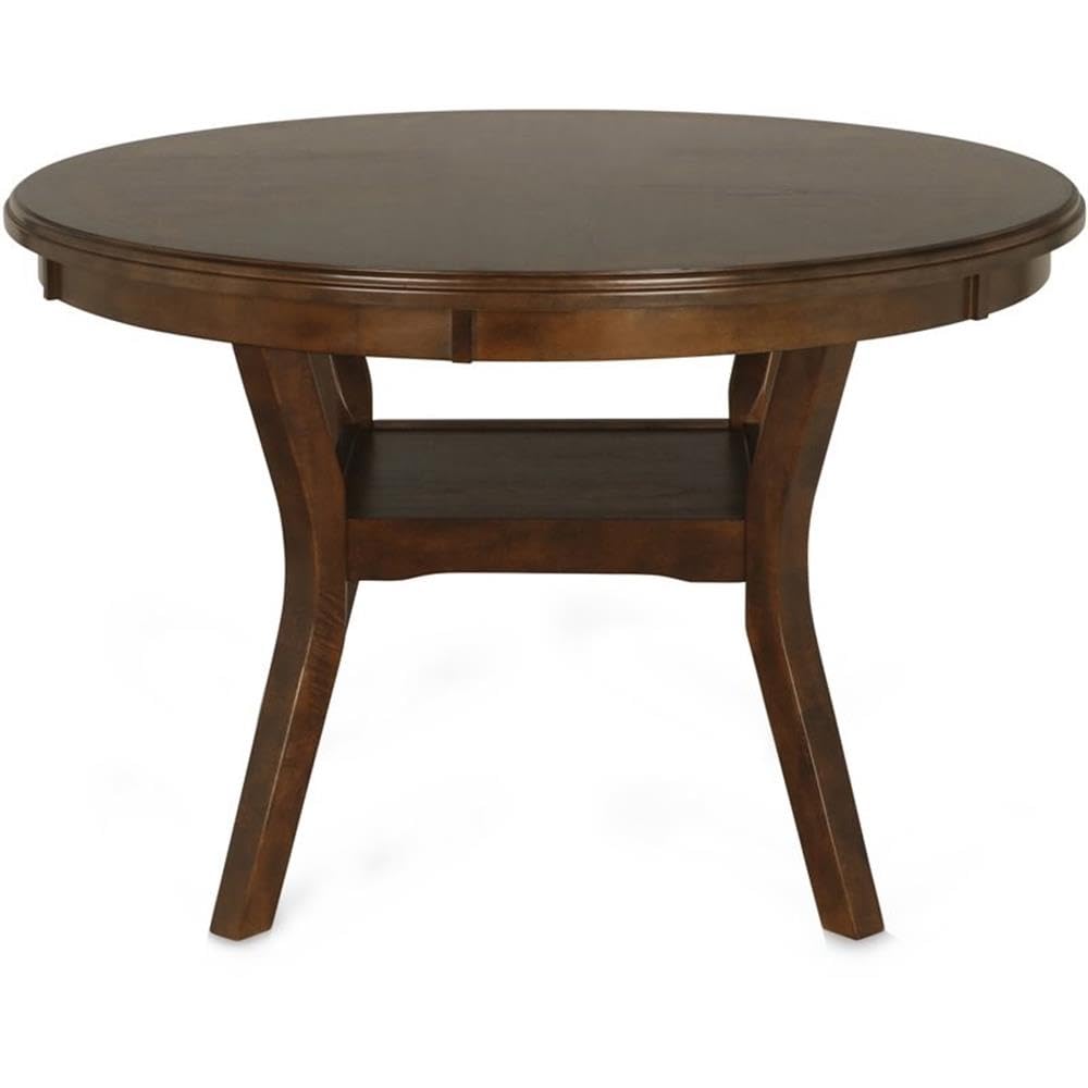 New Classic Furniture Gia 5-Piece Round Dining Set with 1 Dining Table and 4 Chairs, 47-Inch, Brown