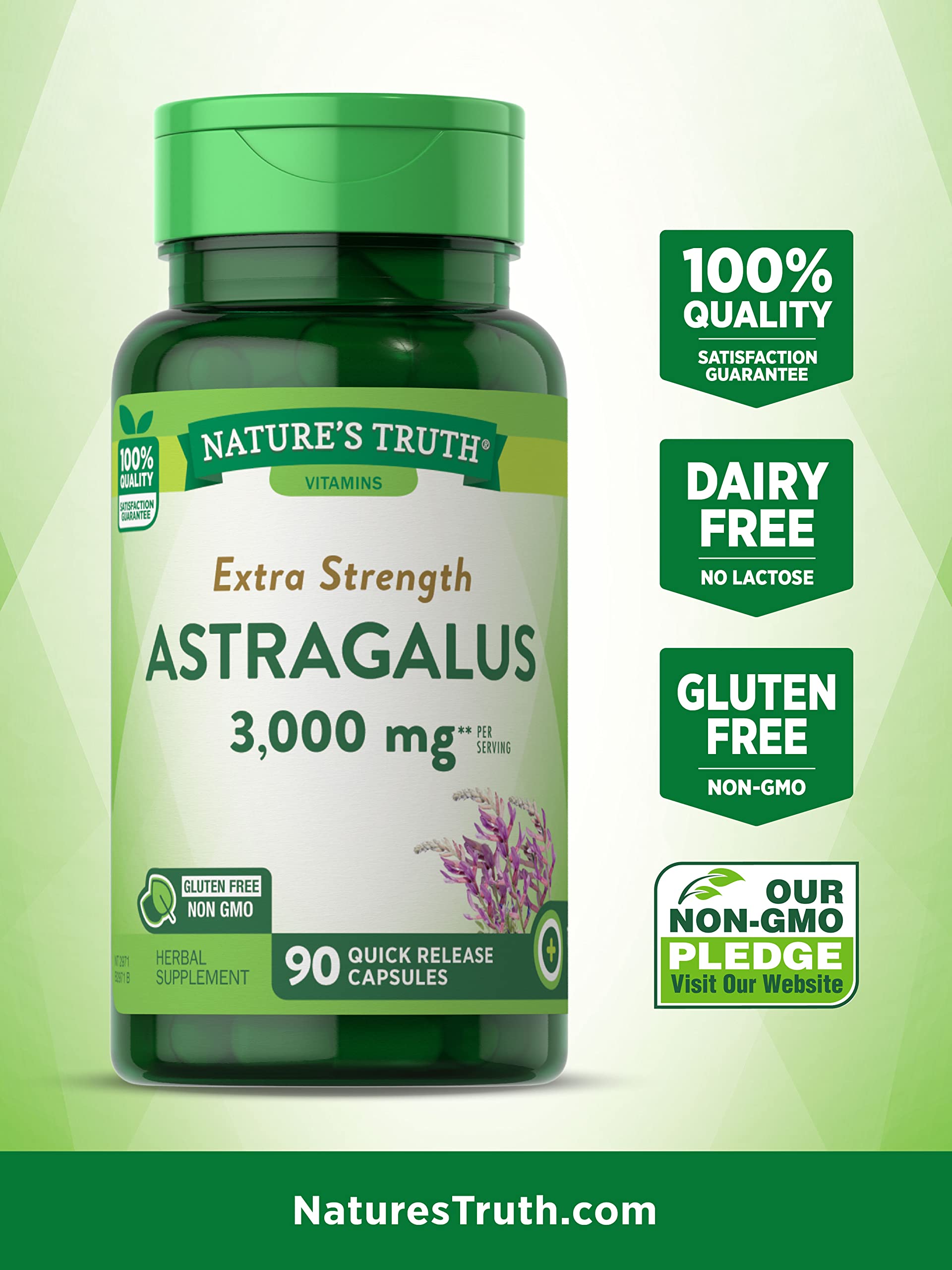 Nature's Truth Astragalus Root Extract 3000mg | 90 Capsules | Extra Strength | Non- GMO, Gluten Free Supplement