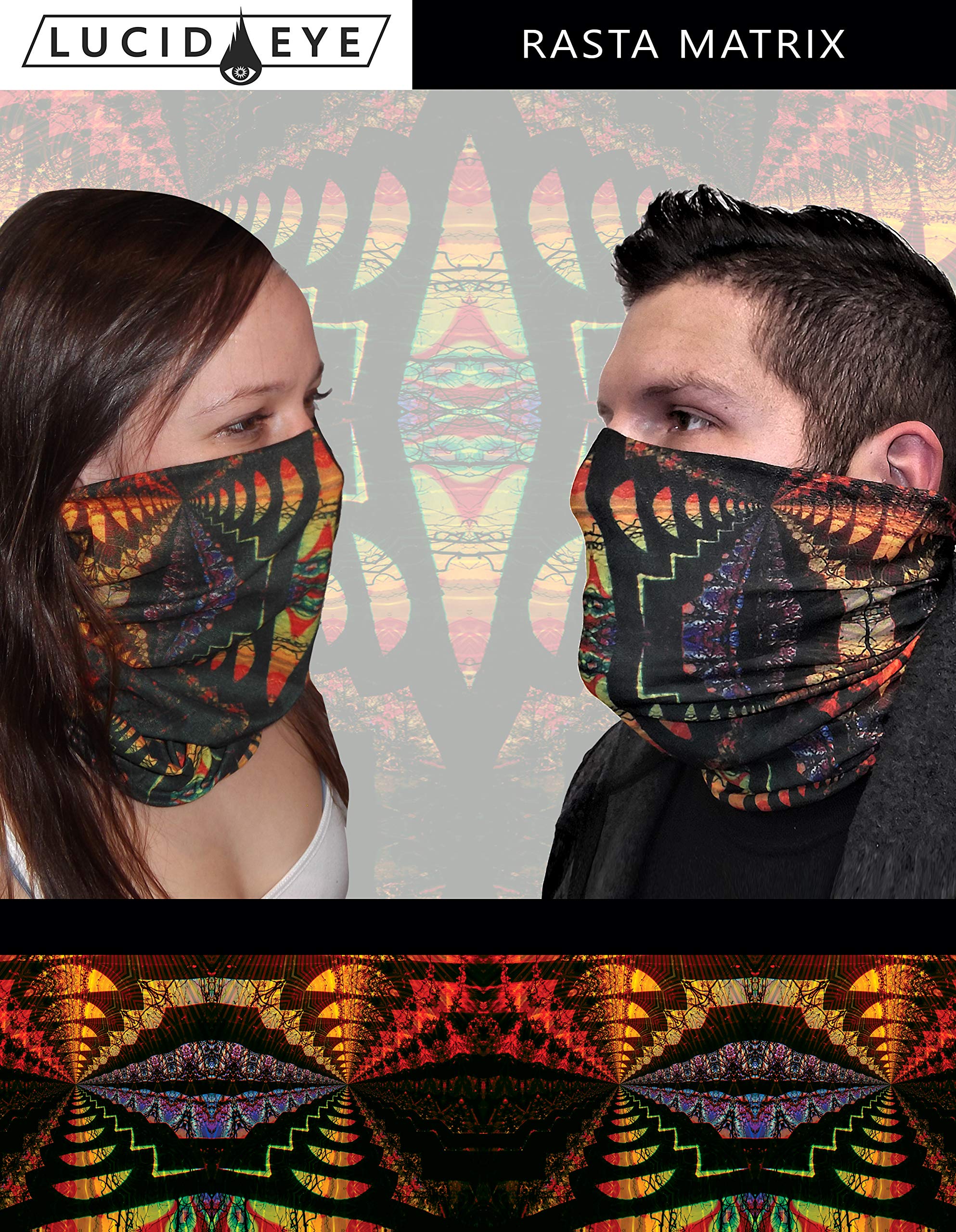 Lucid Eye Neck Gaiter Multipack 3PCS, Rasta Festival Series, Stretchy Tube Scarf