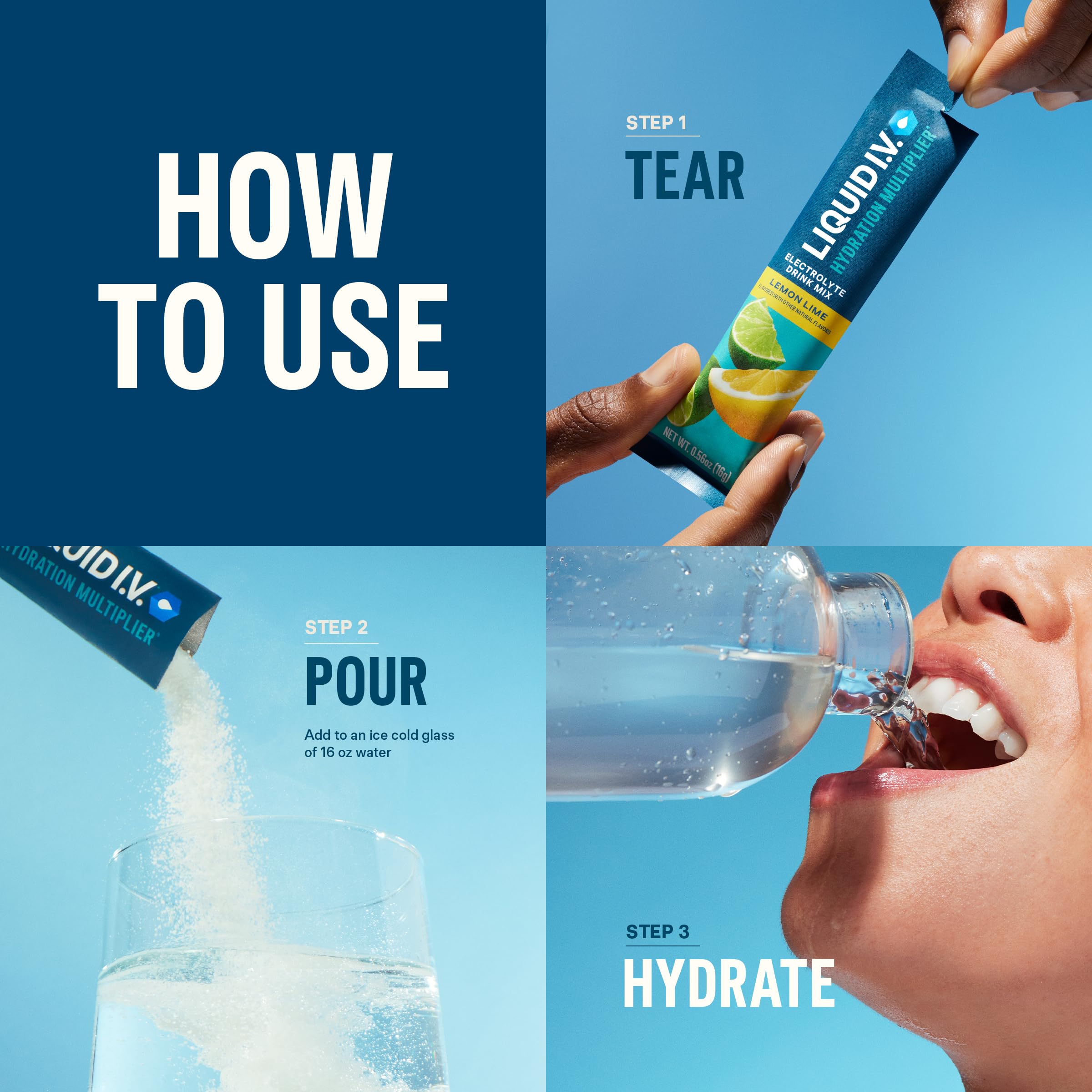 Liquid I.V.® Hydration Multiplier® - Concord Grape - Hydration Powder Packets | Electrolyte Powder Drink Mix | Convenient Single-Serving Sticks | Non-GMO | 1 Pack (16 Servings)