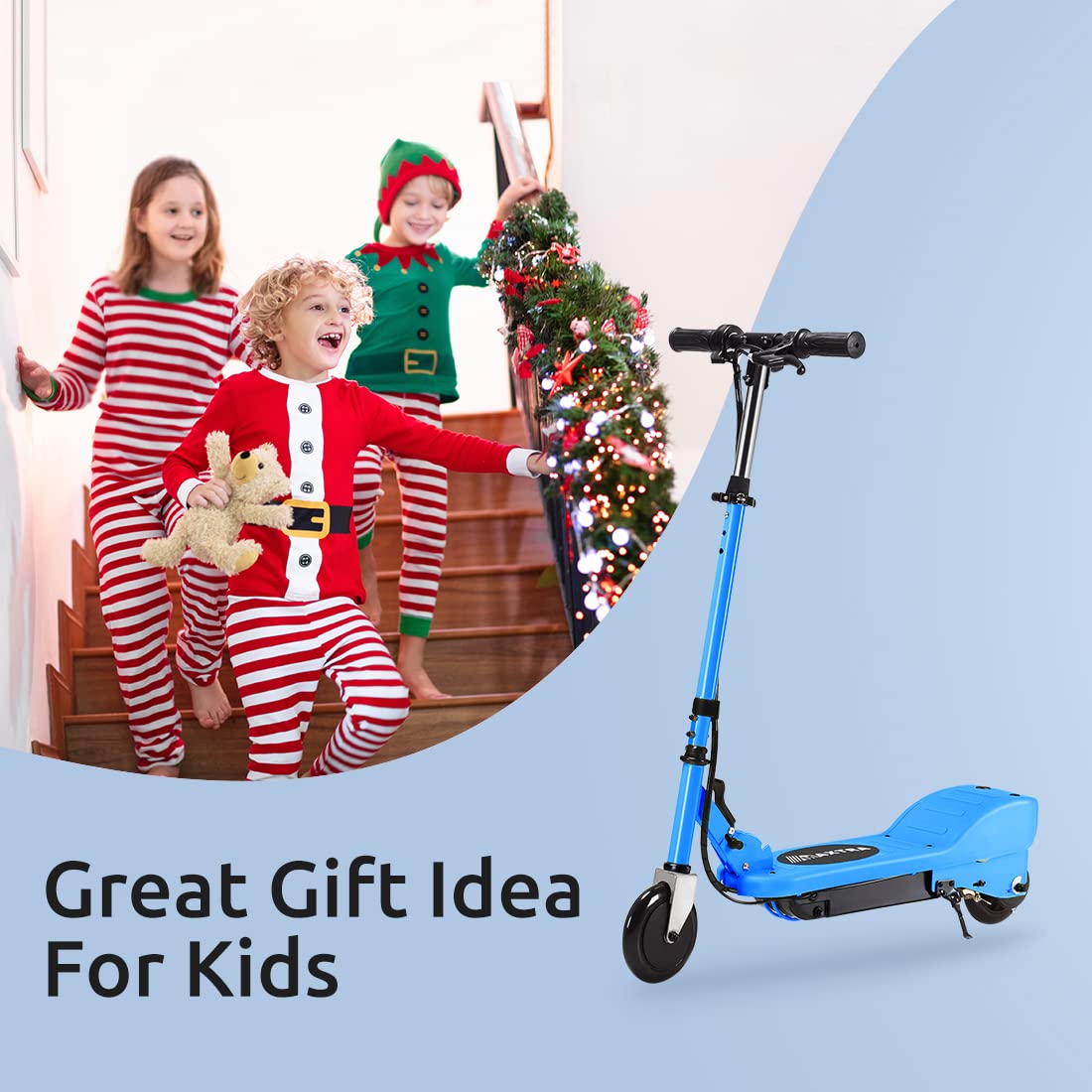 MAXTRA Folding Electric Scooter, Adjustable Handlebar Height for Kids Ages 6-12, up to 10mph & 60 Long Battery Life