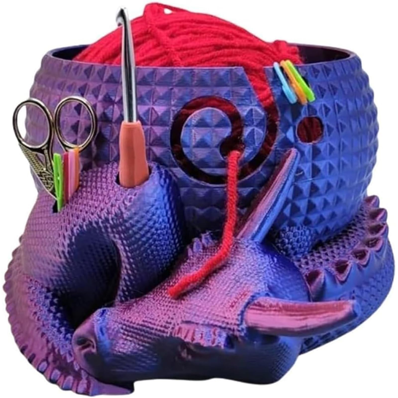 zaomengchang Large Fantasy Dragon and Egg Fantasy Bowl Knitting Or Crochet Bowl,Knitting Yarn Bowl with Holes Storage Crochet Hooks, Knitting Accessories Organizer Gifts (Purple)