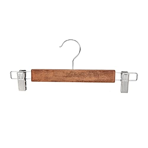 Wooden Pant Hanger with 2 Adjustable Anti-Rust Clips Skirt Hanger for Jeans Trousers Bottom Hanger 1 pcs-Brown
