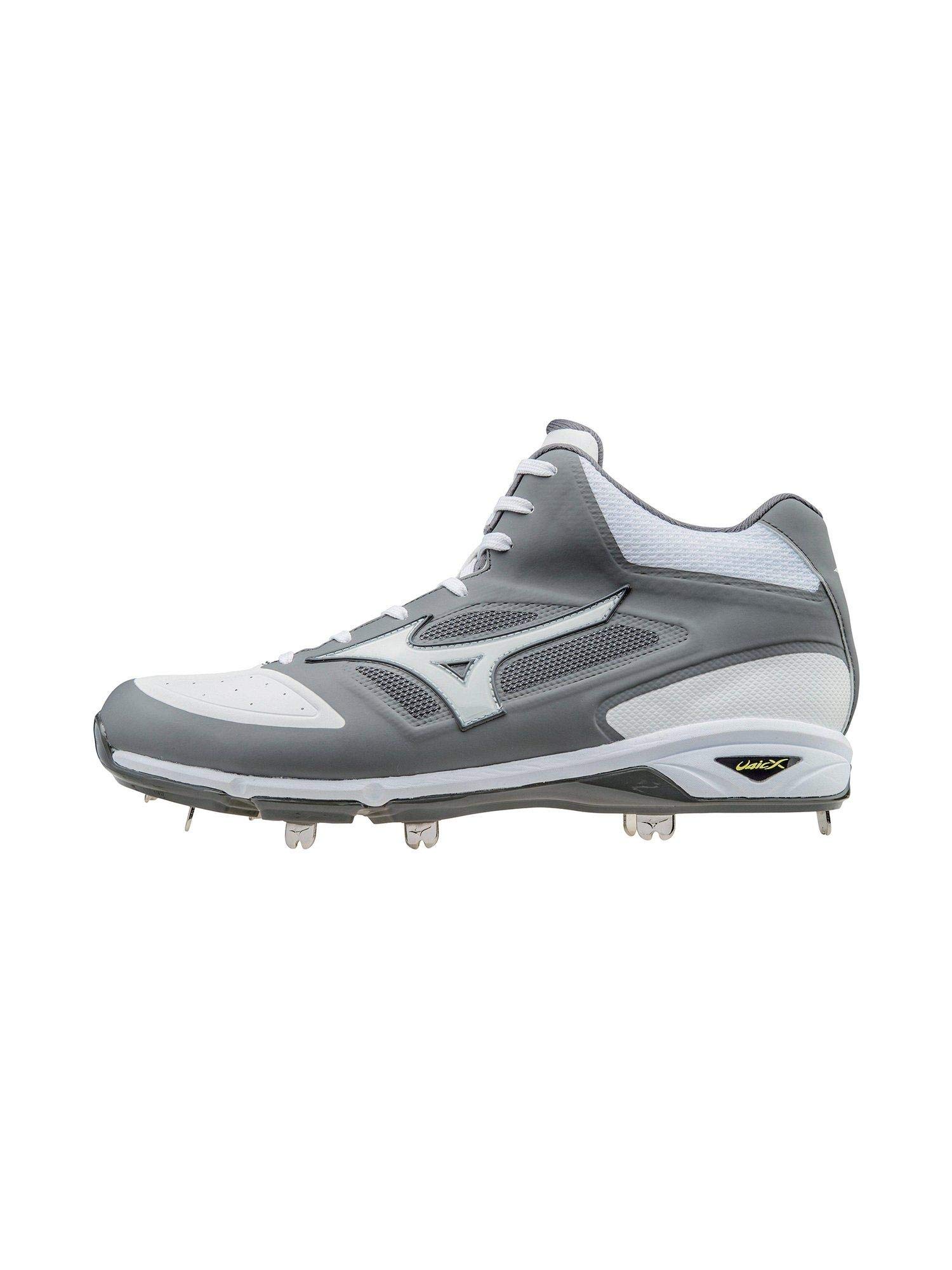 Mizuno Men's Dominant MID Grey/White Baseball Shoe, 11 D US