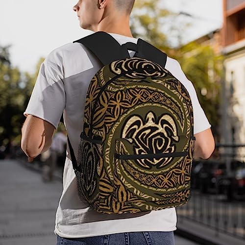 NOKOER Hawaiian Tapa Honu Turtle Printed Lightweight Casual Backpack,Laptop Backpack Waterproof Canvas Bag,Camping Rucksack Travel Daypack