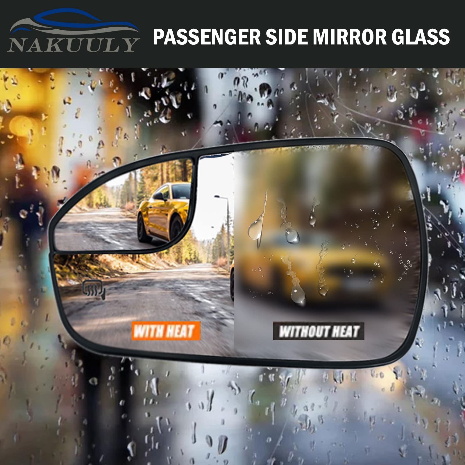 Power Heated Mirror Glass Driver Left Side Compatible with 2013-2020 Ford Fusion , Left Pass Heated Convex Mirror Glass with Rear Holder Replace # DS7Z17K707F
