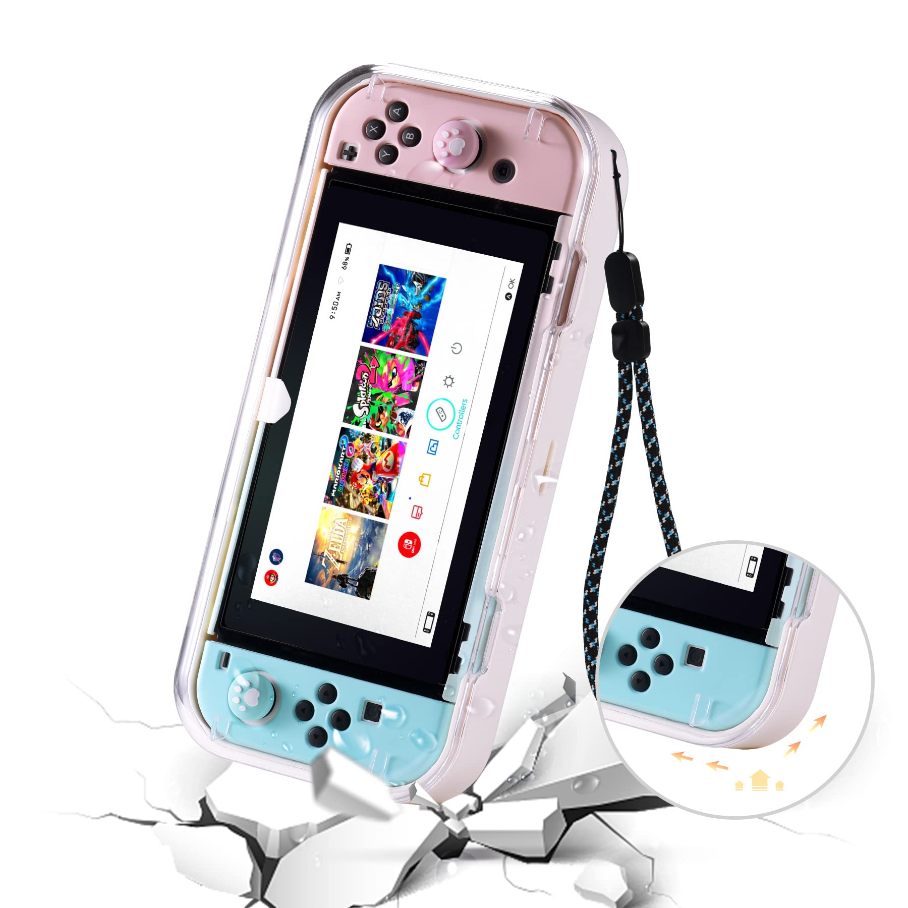 UYIYE Carry Case Compatible with Nintendo Switch/Switch OLED , Protective Hard Portable Travel Carry Case Brand new transparent carrying caseh,Perfect design, no odor, new experience (red)