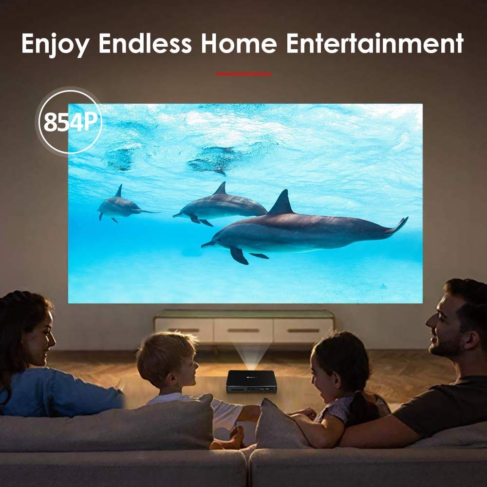 Mini Projector WOWOTO A8 Pro 200 ANSI Lumen Android Support Full HD 1080P Smart Wi-Fi Projector 4200mAh battery 150"Image DLP Video Projector with BT4.0/HDMI/USB/Outdoor Projector for Home Theater