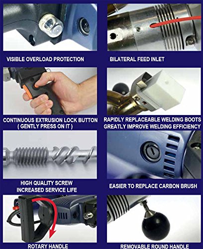 WELDY 3400W Handheld Plastic Extrusion Welding Machine kit Hot Air Plastic Welder Gun Vinyl Weld Extruder Welder Machine (WELDY booster EX3)