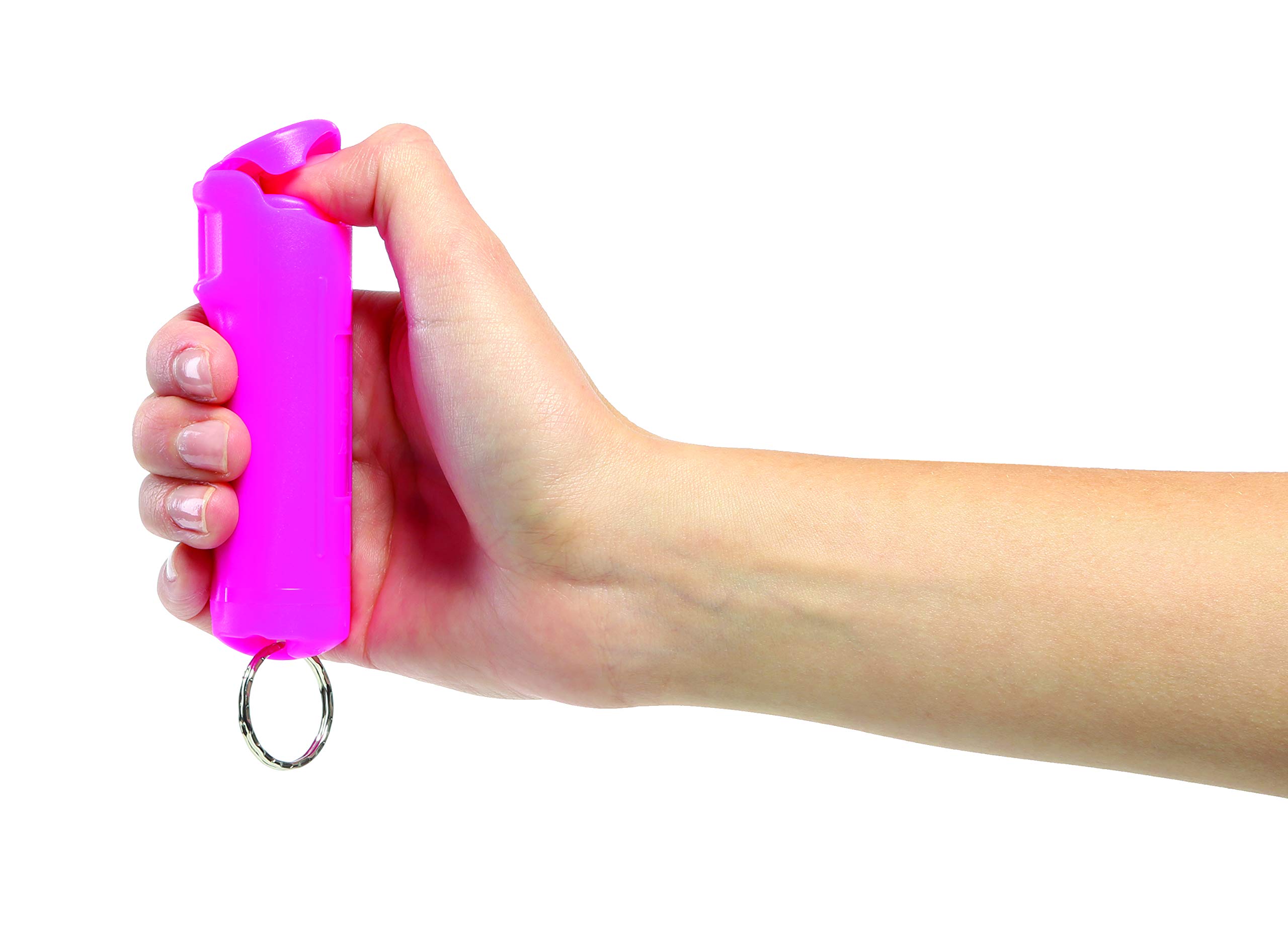 Mace Brand Personal Pepper Spray (2 Pack), Accurate 10’ Powerful Pepper Spray with Flip Top Safety Cap, Leaves UV Dye on Skin, Great for Self-Defense, Hot Pink
