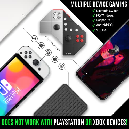 PB TAILS CHOC Portable Android Gaming Controller | Wireless Bluetooth Game Controller for Nintendo Switch, PC, STEAM | Retro Controller Gift Idea | Turbo-Mode, Motion Control, Vibration | Black/Silver