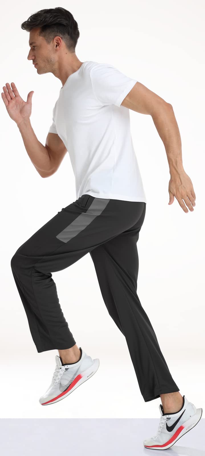 SPOSULEI Men's Summer Lightweight Pants Outdoor Breathable Athletic Workout Running Sports Sweatpants with Zipper Pockets Black
