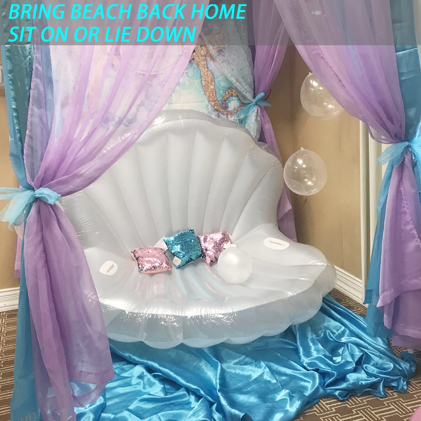 RJCKCC Swimming Pool Inflatable Seashell Float Seashell Inflatable Pool Float Seashell Mermaid Theme Party Floating Ball Giant Air Mattresses Floating Bed Mattress Beach (Inflatable Seashell Float)