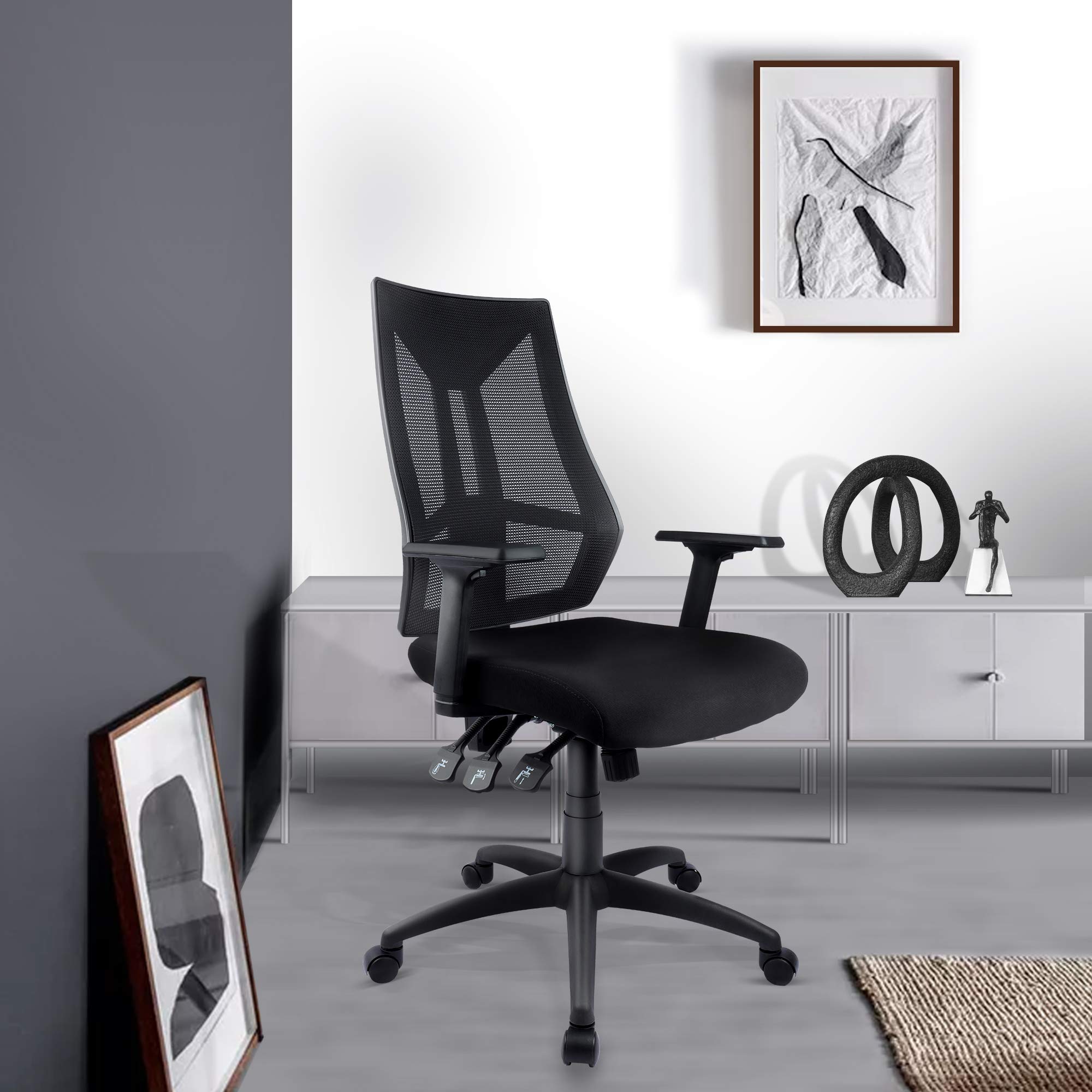 Office Chair, Ergonomic Desk Chair Clearance, Mesh Computer Task Swivel Chair High Back with Adjustable Arms, Seat and Back, Black