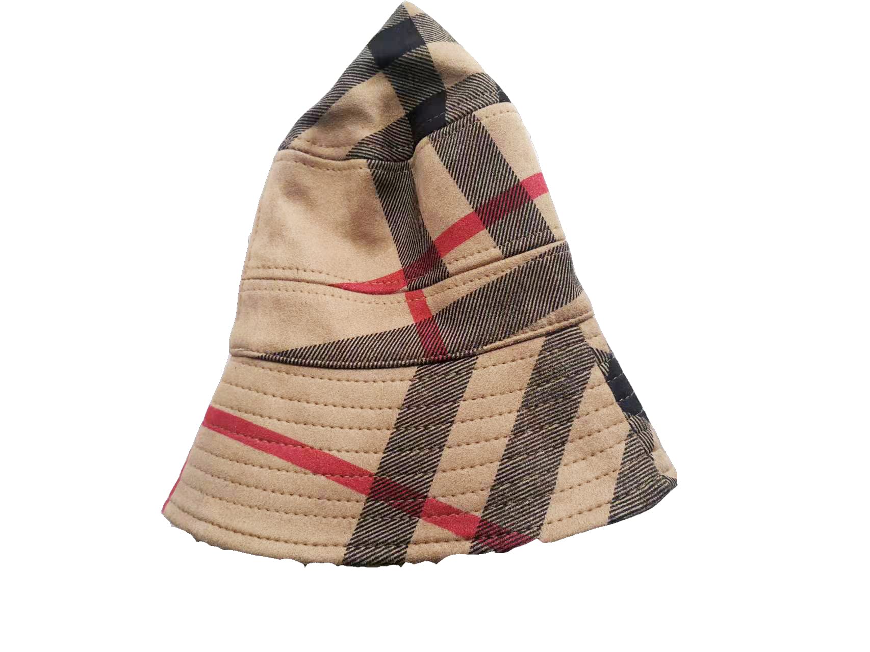 RUINUO Plaid Bucket Hat Women Soft Sun Hat for Spring Summer Autumn Winter Travel Velvet Tartan Packable Bucket Hats Kaki