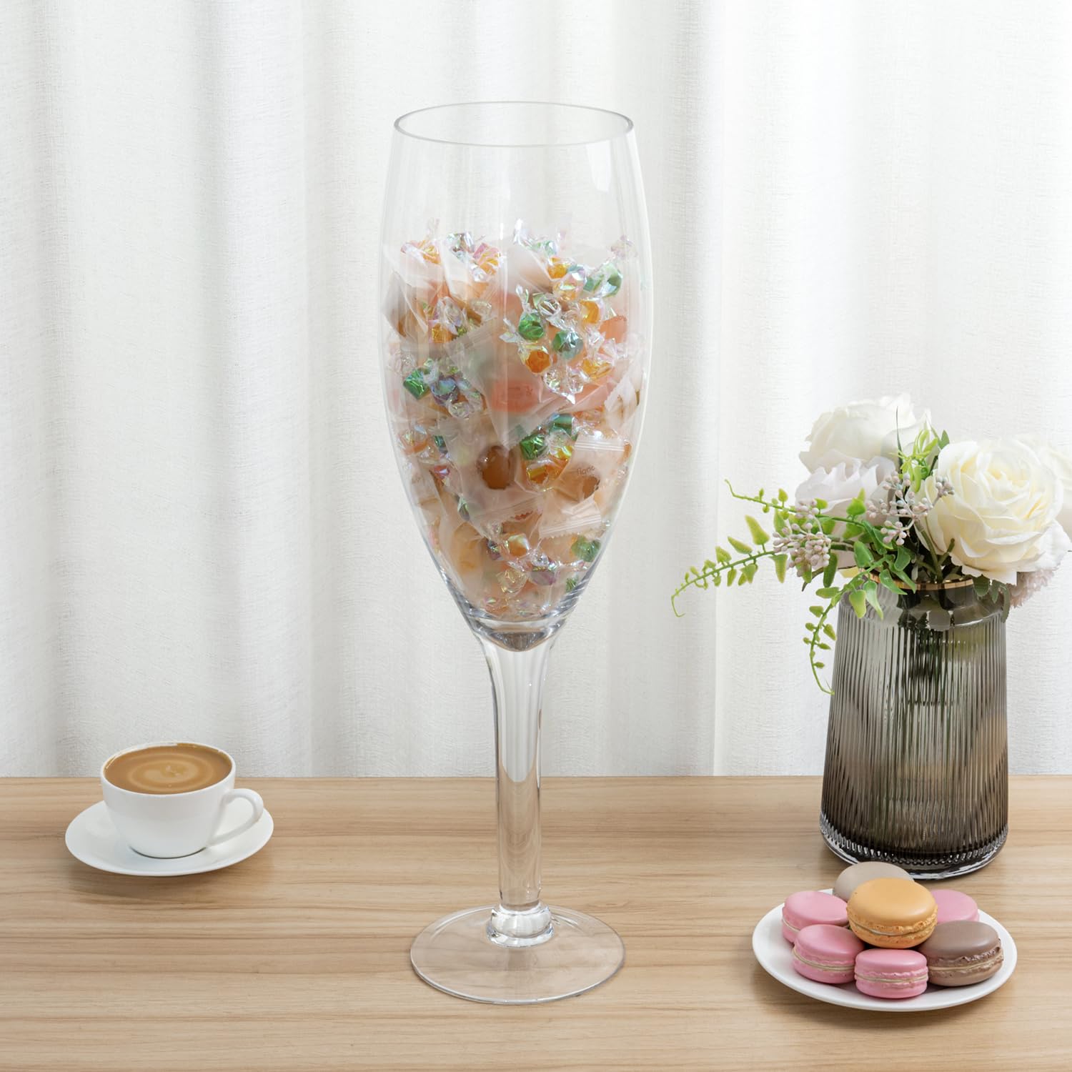 MyGift 20 Inch Oversized Wine Glass Vase, Decorative Novelty Wine Glass Cork Holder Decor