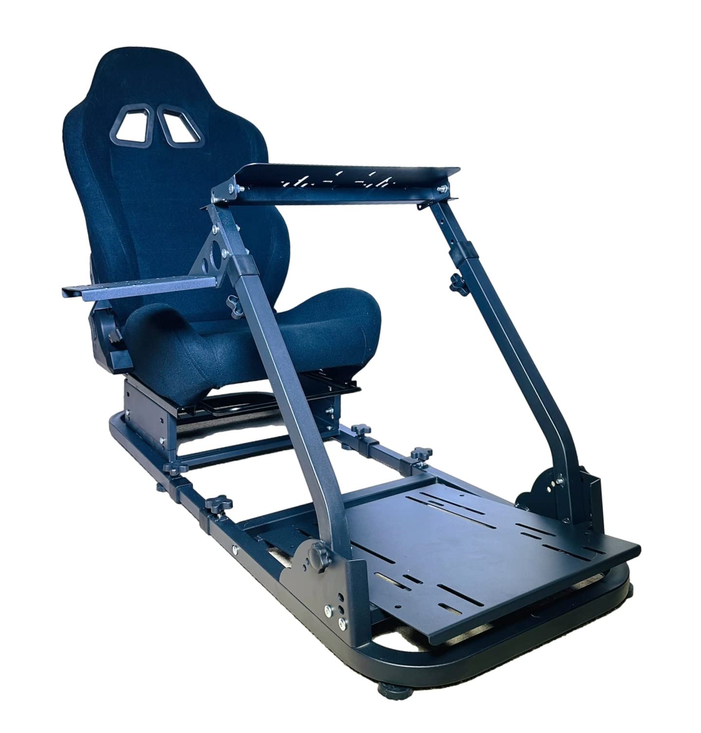 X-Factor Racing Wheel Simulator Cockpit Seat with Steering Wheel Stand and Gear Shifter Mount, Adjustable Seat, Fits Logitech, Thrustmaster, Fanatec Wheels, Compatible with Xbox One, PS4, PC Platforms