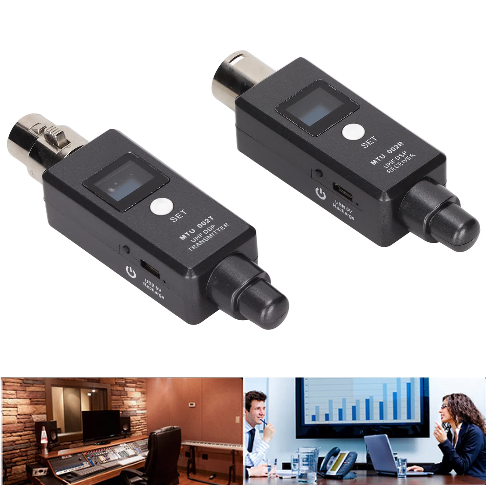 RongM Wireless Microphone XLR Transmitter, Clear LCD Display Wireless Microphone Adapter ABS for Audio Mixer (Rongm93doe0u4gc)