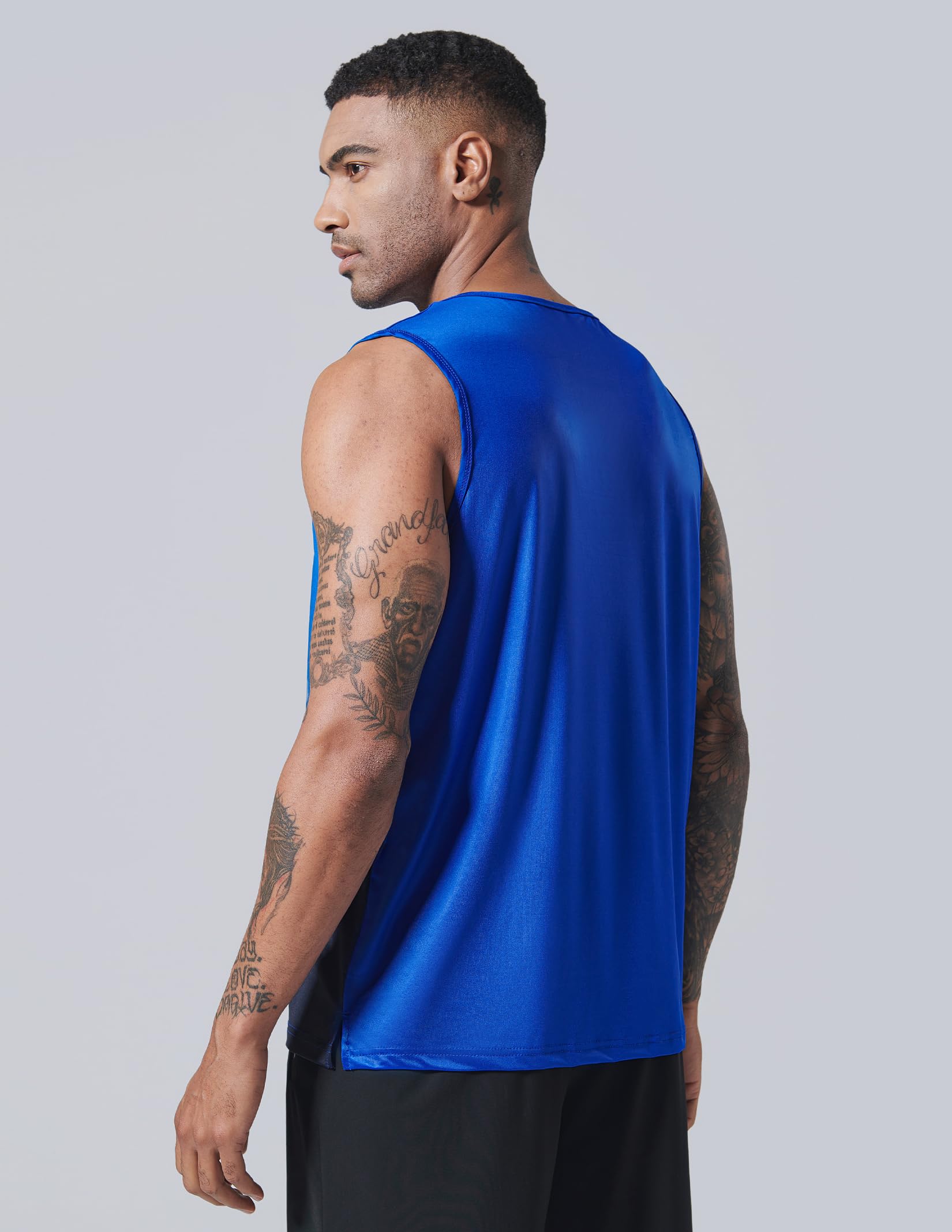 Liberty Imports Pack of 5 Men's Stretch Cool Dry Muscle Tank Tops Athletic Crewneck Sleeveless Workout Shirts (Black/White/Gray/Gradient Red/Gradient Blue, Medium)