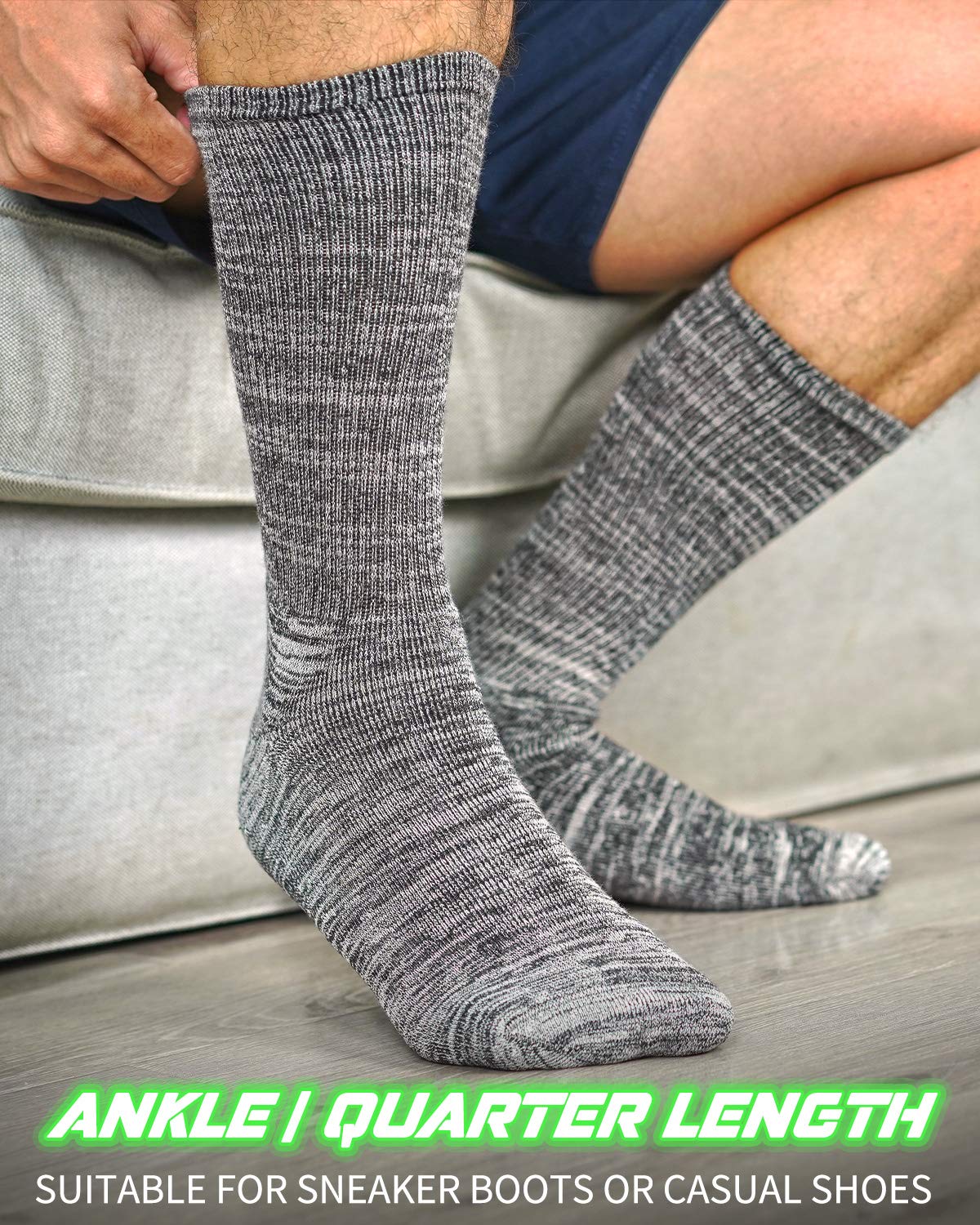LIN Diabetic Socks for Men & Women, Non-Binding Circulatory Extra Wide Top Socks, Edema Neuropathy Lymphedema, 4,6,12 Pairs