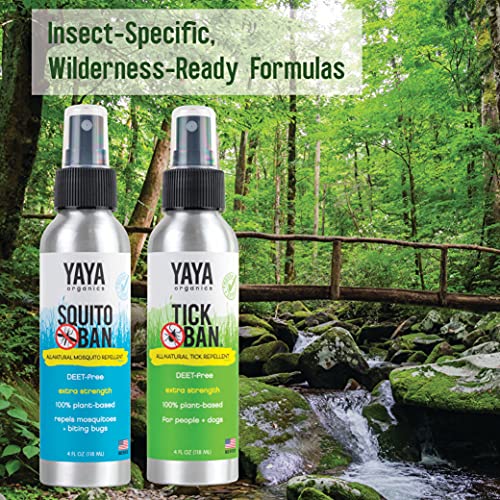 YAYA Organics Tick Ban + Squito Ban Duo Pack | All Natural Tick Repellent and Mosquito Spray Made with Essential Oils, Deet-Free | 2 4oz Spray Bottles