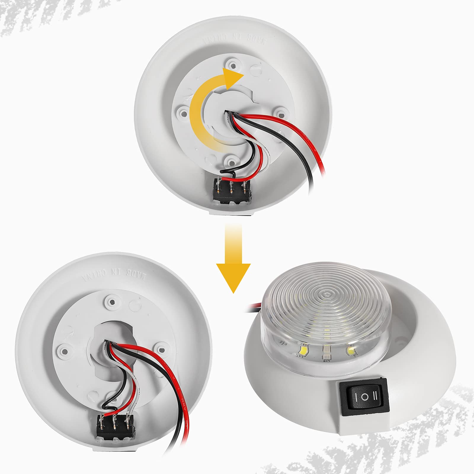 Partsam 1Pc 4 Inch Round LED Utility Dome Light Surface Mount for Home Truck RV Trailer Boat Aircraft Interior Light, 4" High Power White & Blue LED Downlight, 3-Way rocker switch(White/Off/Blue)