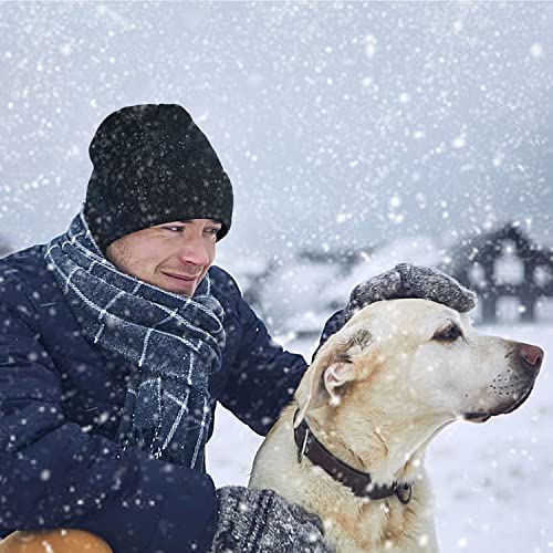 RUN BRAIN GO 2 Pack Beanie Hats for Men Women Knitted Caps (Black/Light Gray)