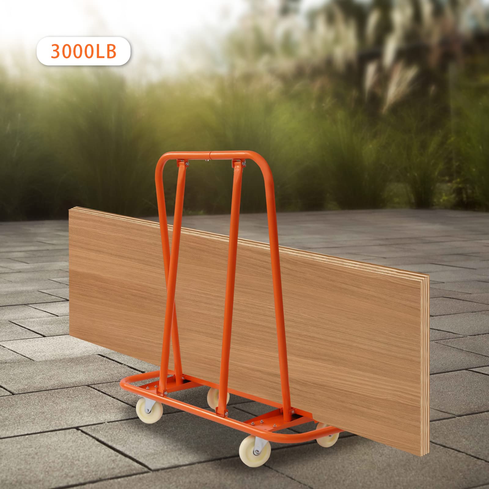 Lemonrain Heavy Duty Drywall Sheet Cart & Panel Dolly w/ 4 Swivel Wheels, 3000LBS 46" L × 22" W × 46" H Crate Wagon Service Dolly Casters for Handling Sheetrock Sheet Panel