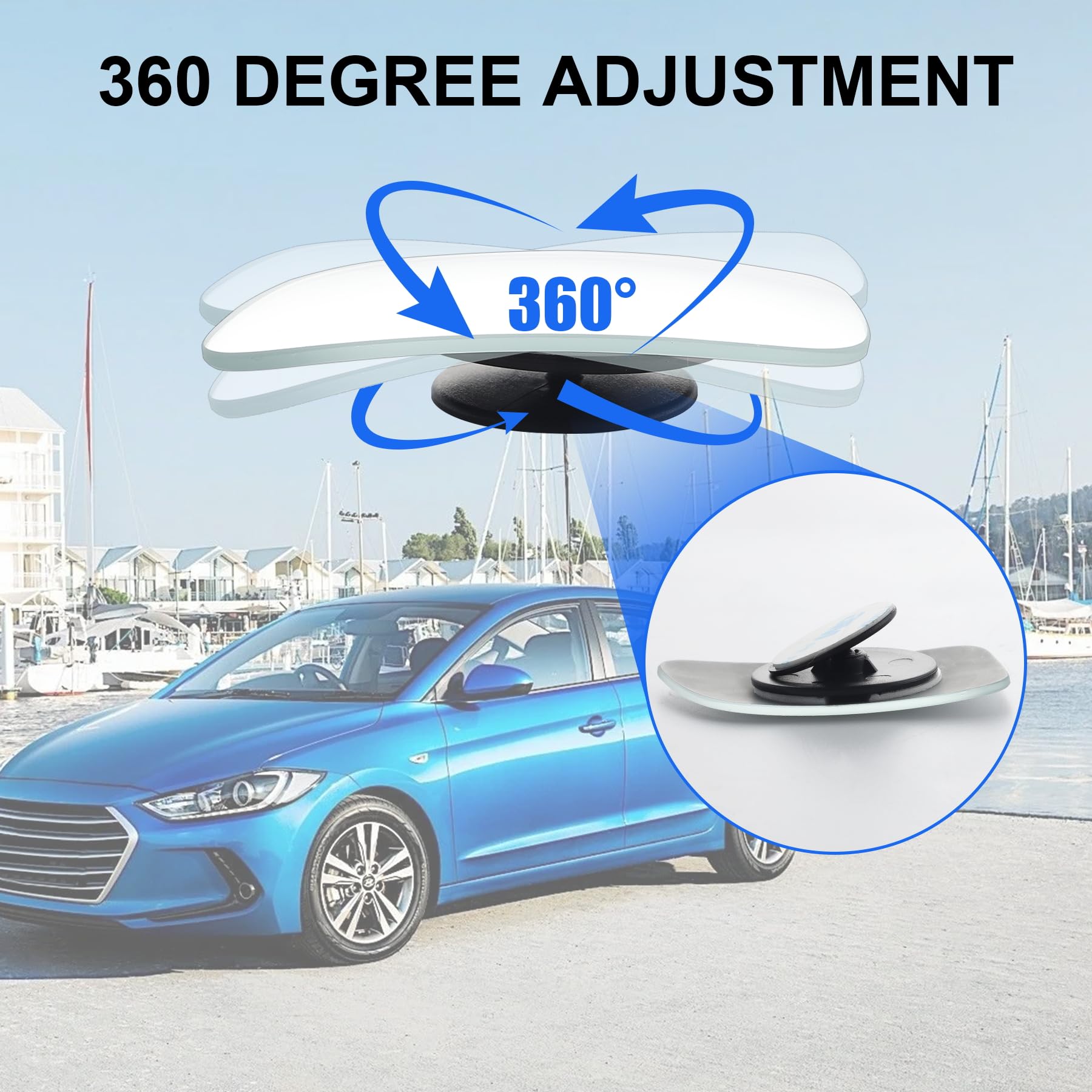 LivTee Blind Spot Car Mirror, HD Glass Frameless Convex Side Mirror Blindspot, Wide Angle Rear View Car Mirrors for Cars SUV Trucks and RVs - Car Accessories