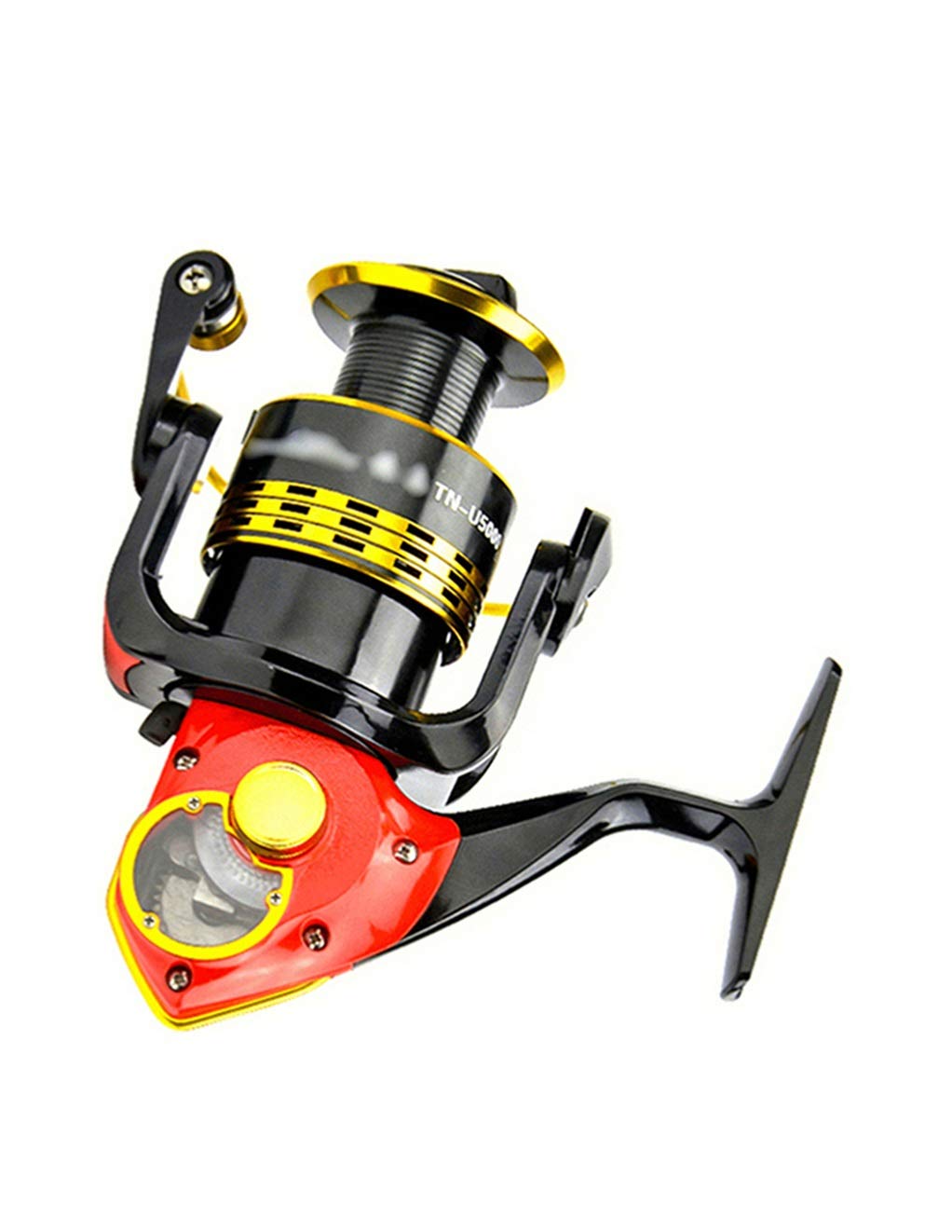 LLJPYX7L Fishing Reel, 5.5:1 high Speed Gear Ratio, Suitable for Marine Lakes and Rivers, Solid Rust-Proof Material Black red (Color : 6000)