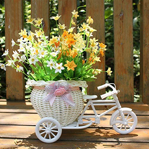 Luwsldirr Rattan Flower Basket Vase Tricycle Bicycle Model Home Garden Wedding Party Decor