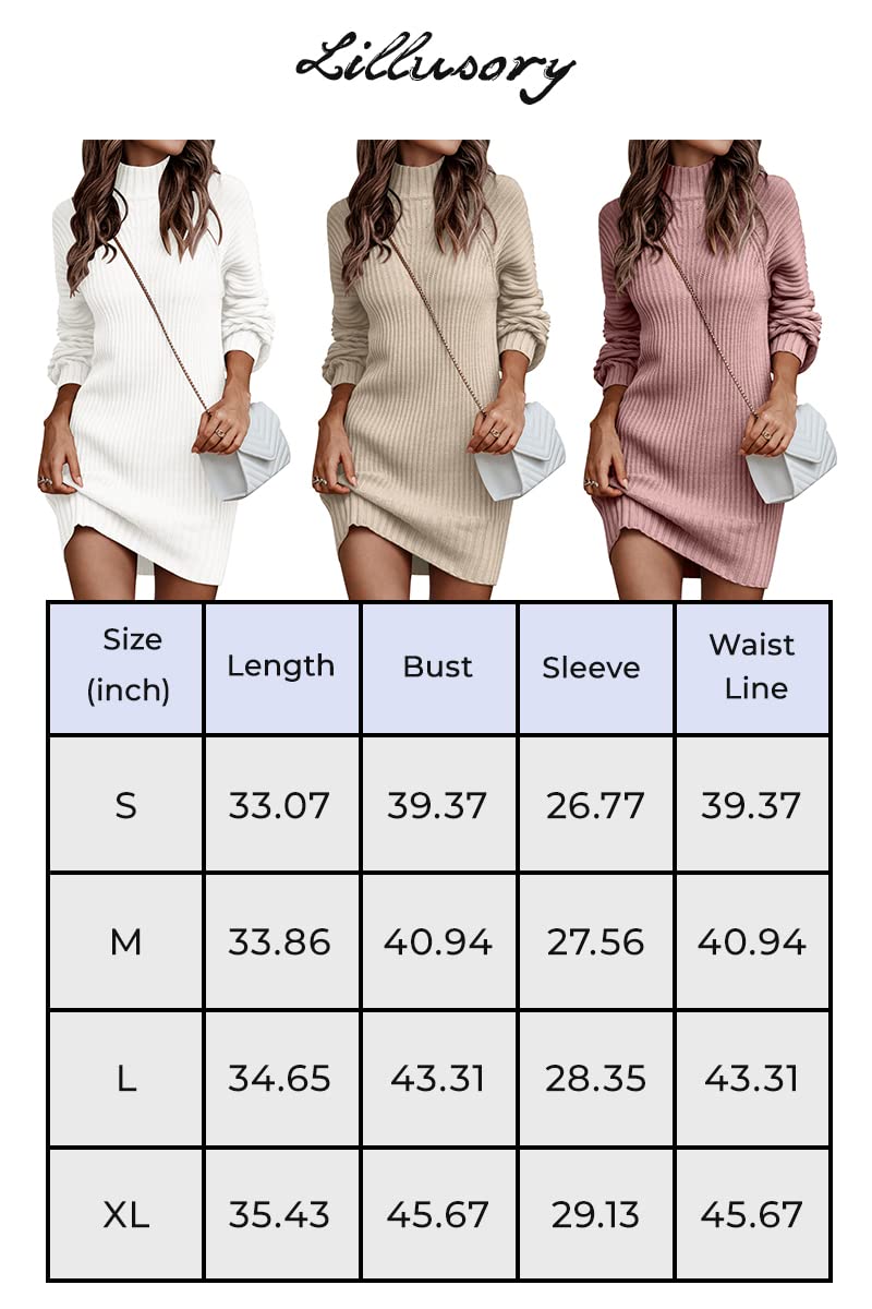 LILLUSORY Christmas Dress Womens Turtleneck Neck Long Sleeve Pullover Sweater Dress 2024 Winter Wedding Guest Dresses Army Green