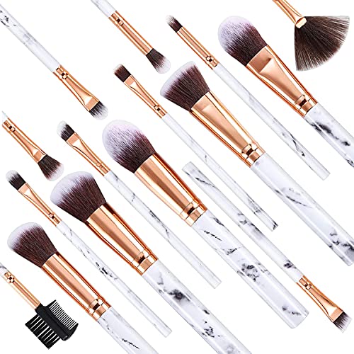 Makeup Brushes Set 15PCS Professional Make up Brushes Set Synthetic Foundation Powder Concealers Eye Shadows Makeup Tools Grey