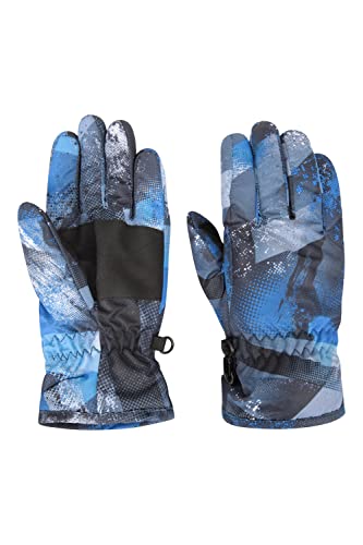 Mountain Warehouse Kids Ski Accessory Set - Water-Resistant Gloves, Reversible Beanie, Neck Gaiter Blue Small