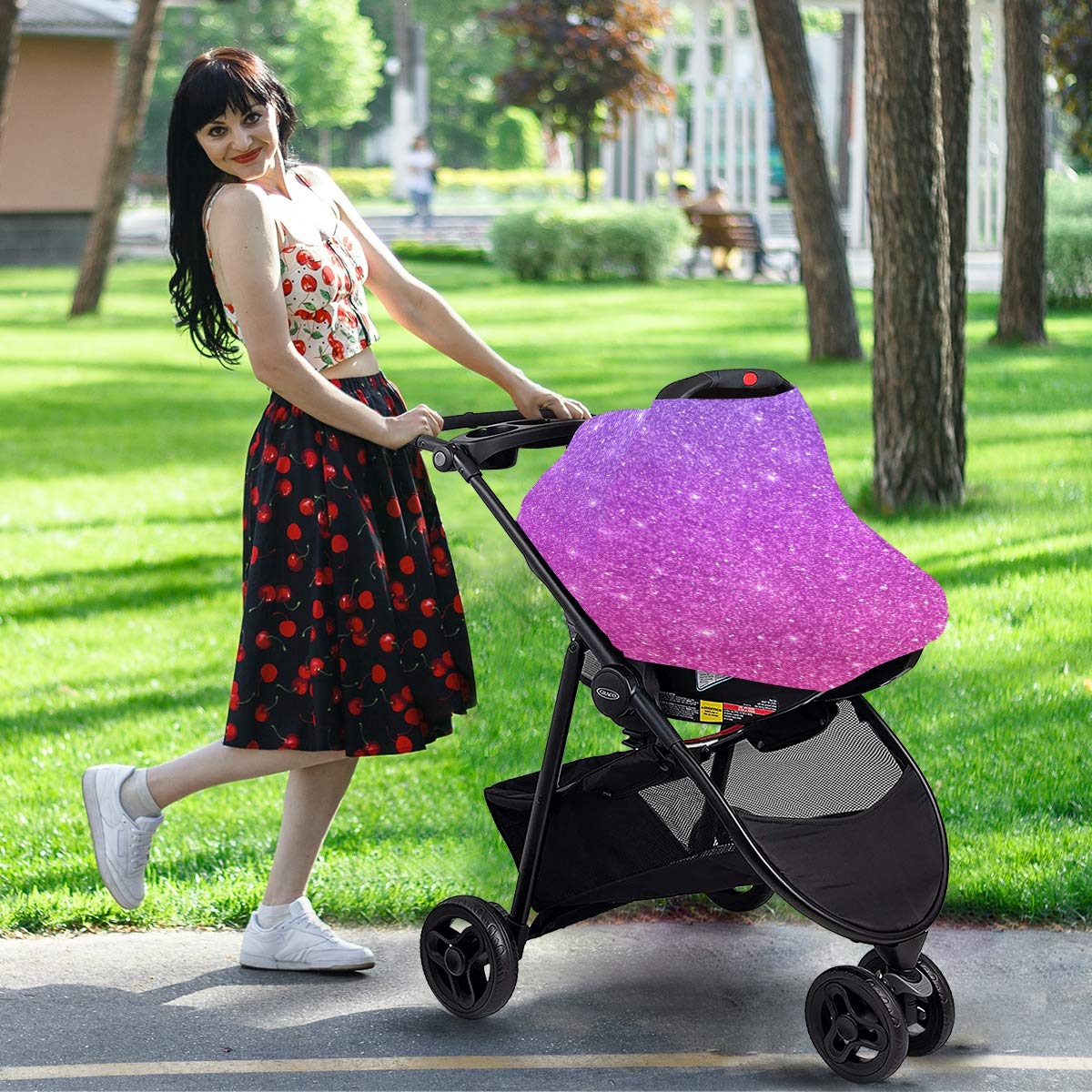Nursing Cover Breastfeeding Scarf Glitter Purple Pink - Baby Car Seat Covers, Stroller Cover, Carseat Canopy (801m)