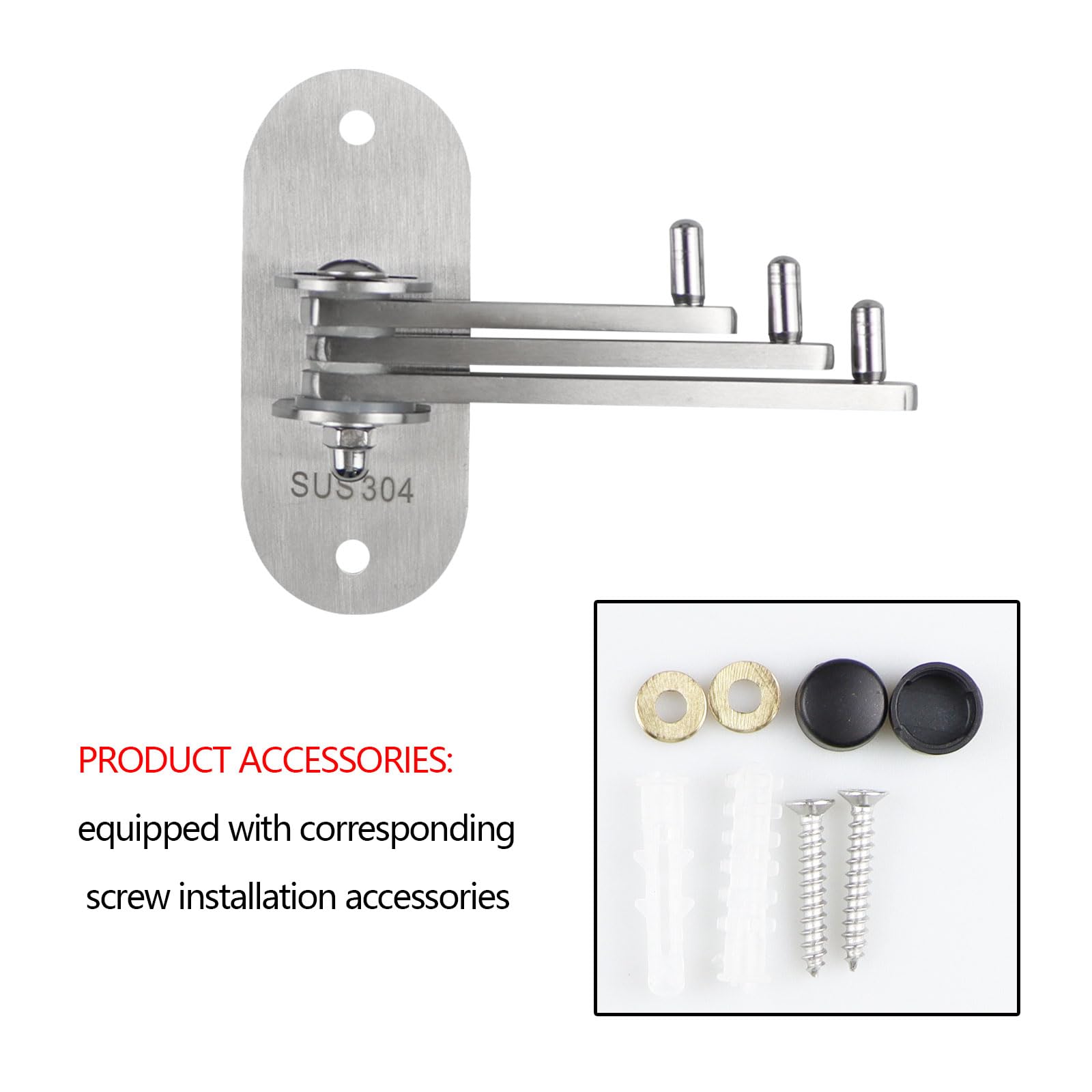 Zivisk Folding Towel Hook Solid Metal 3 Arms Foldable Swivel Hook Space Saving Wall Clothes Hanger for Bathroom, Bedroom, Laundry Room - Silver